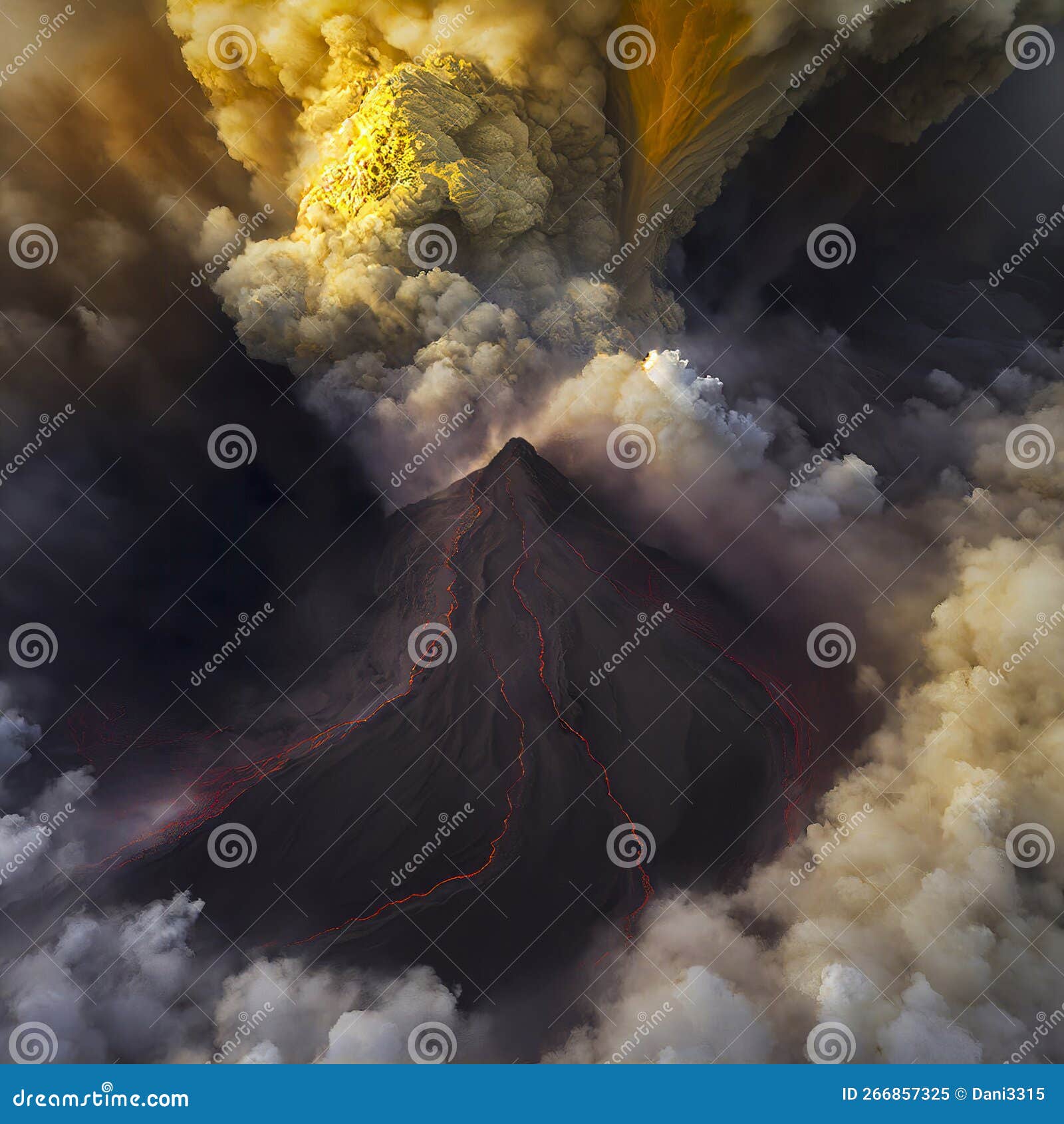 View Of An Erupting Volcano ,vibrant Colors, Wallpaper, AI Generated ...