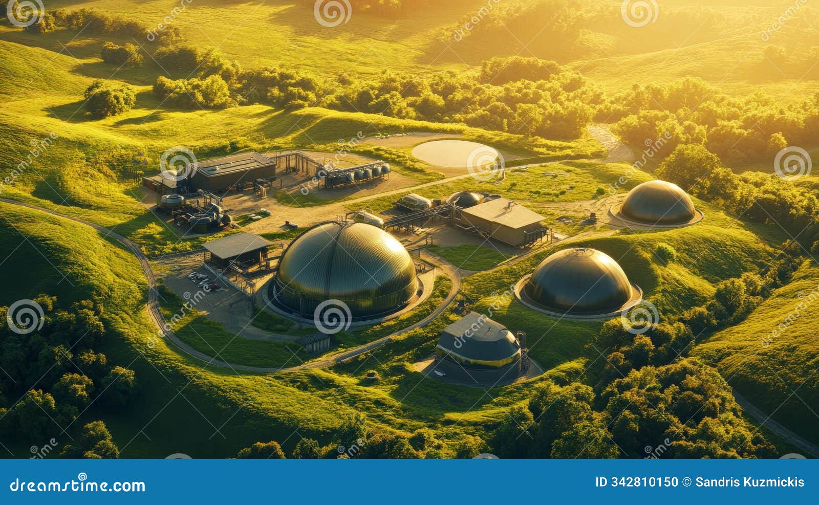 Aerial View of Biogas Factory. Generative AI. Stock Illustration ...