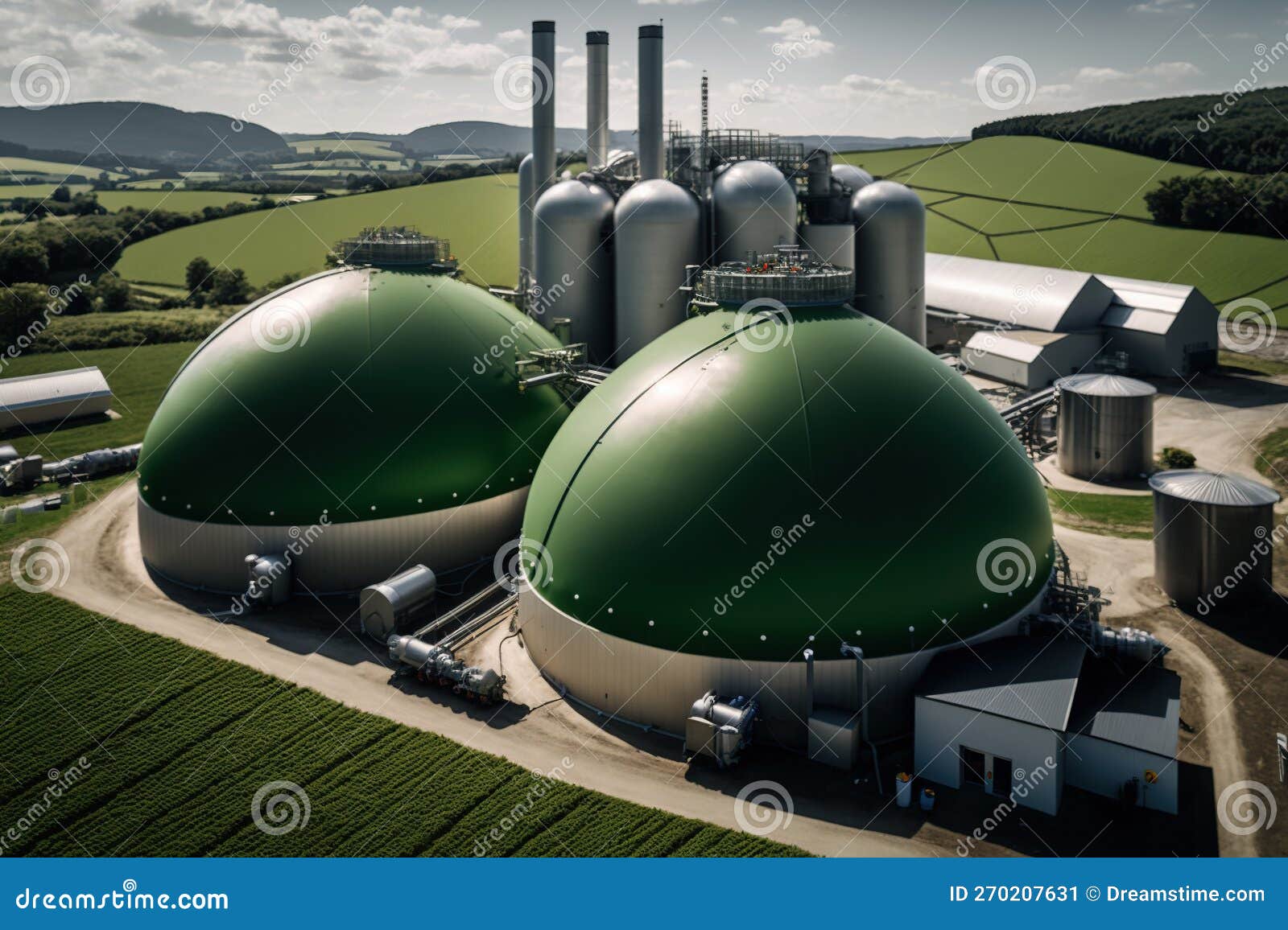 Aerial View of Biogas Factory. Generative AI Stock Illustration ...