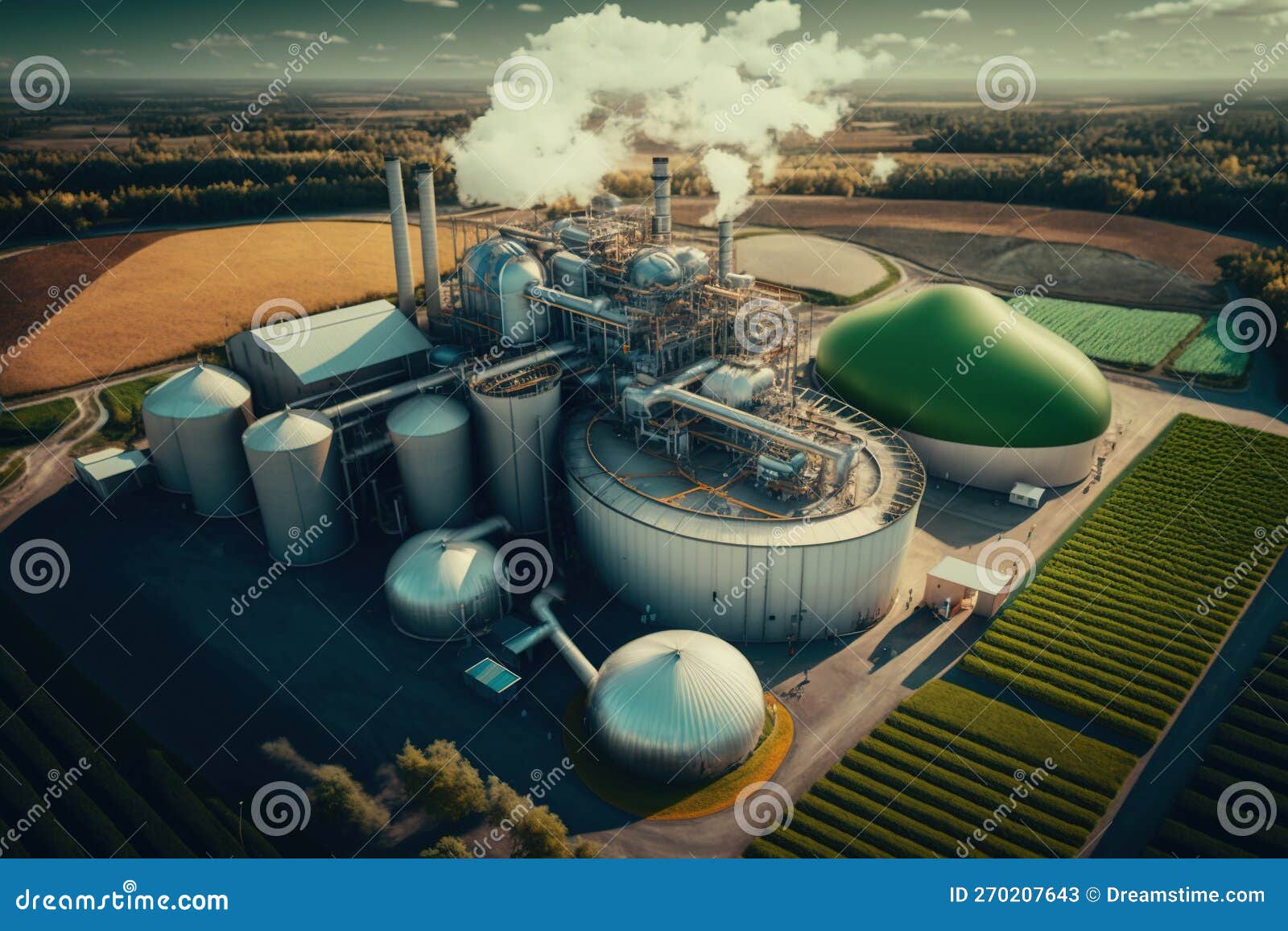 Aerial View of Biogas Factory. Generative AI Stock Image - Image of ...