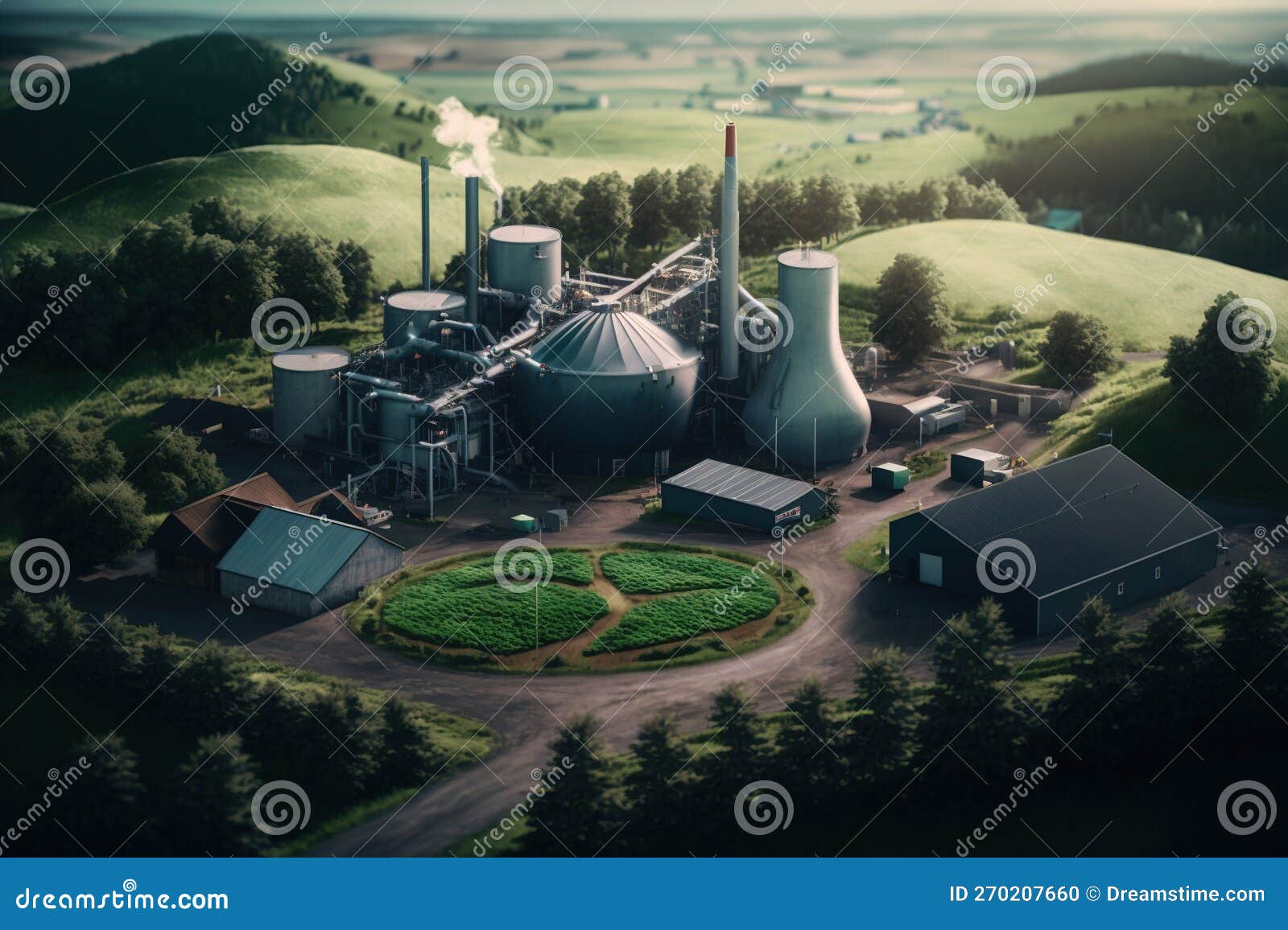 Aerial View of Biogas Factory. Generative AI Stock Illustration ...