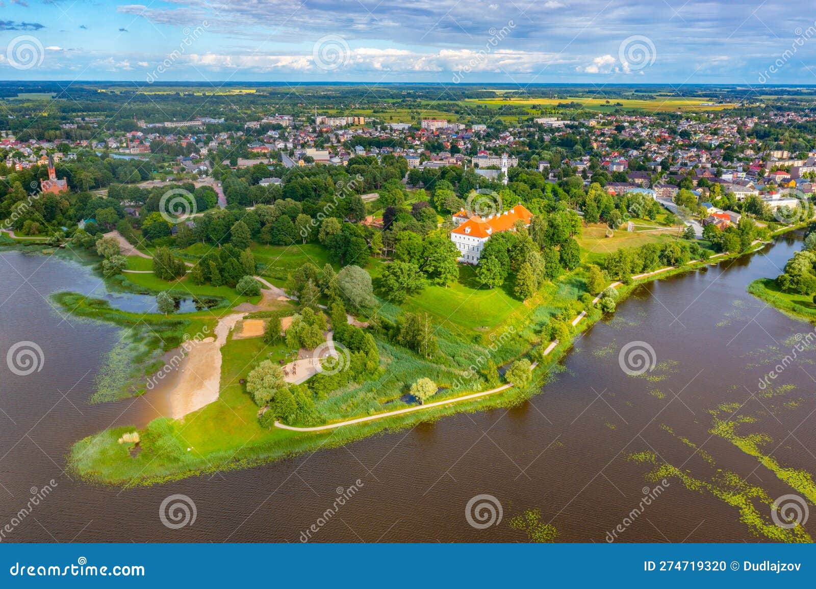 Aerial View of Birzai Castle in Lithuania Stock Photo - Image of town ...