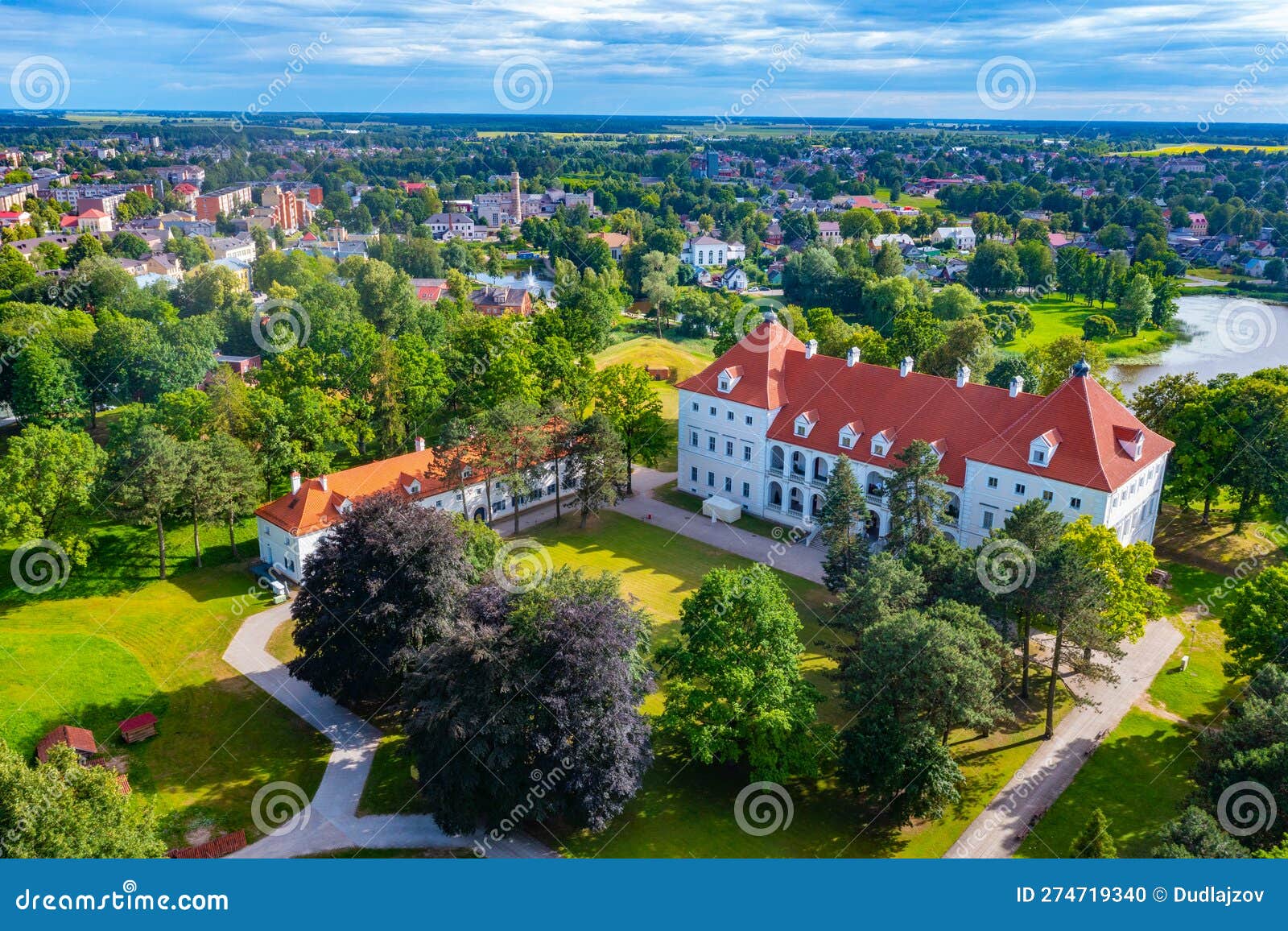 Aerial View of Birzai Castle in Lithuania Stock Photo - Image of castle ...