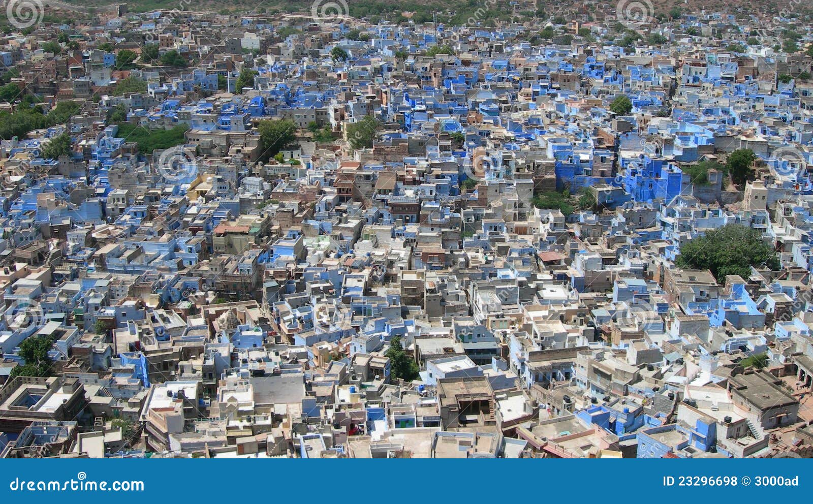 Aerial View of Blue City, India Stock Photo - Image of fortification ...