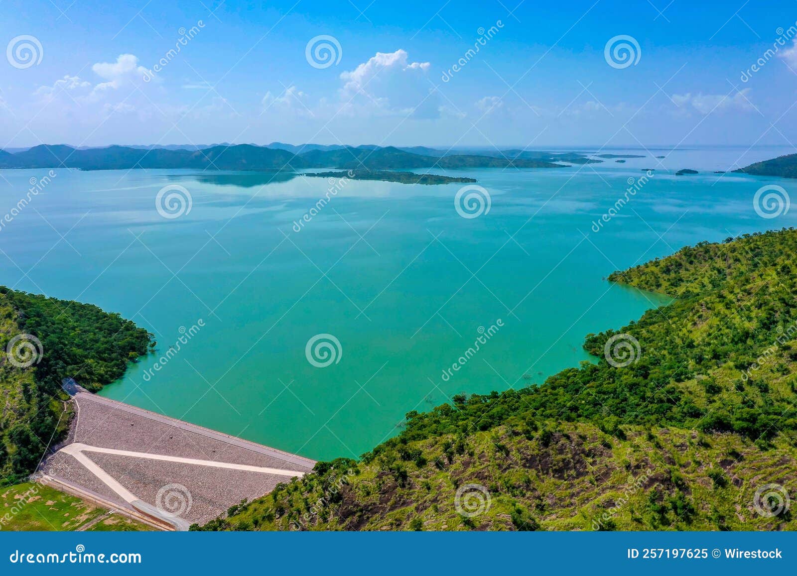 Aerial View of Blue Dam Water Stock Image - Image of natural, plant ...