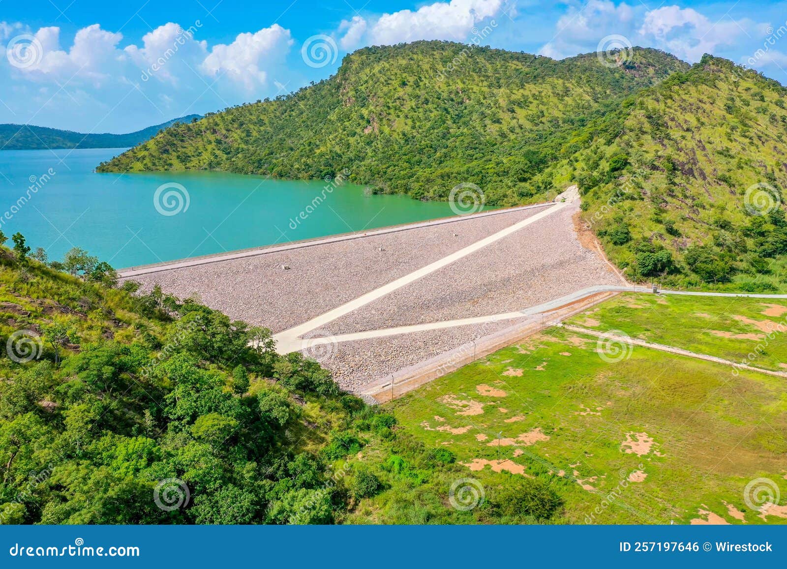 Aerial View of Blue Dam Water Stock Photo - Image of blue, industrial ...