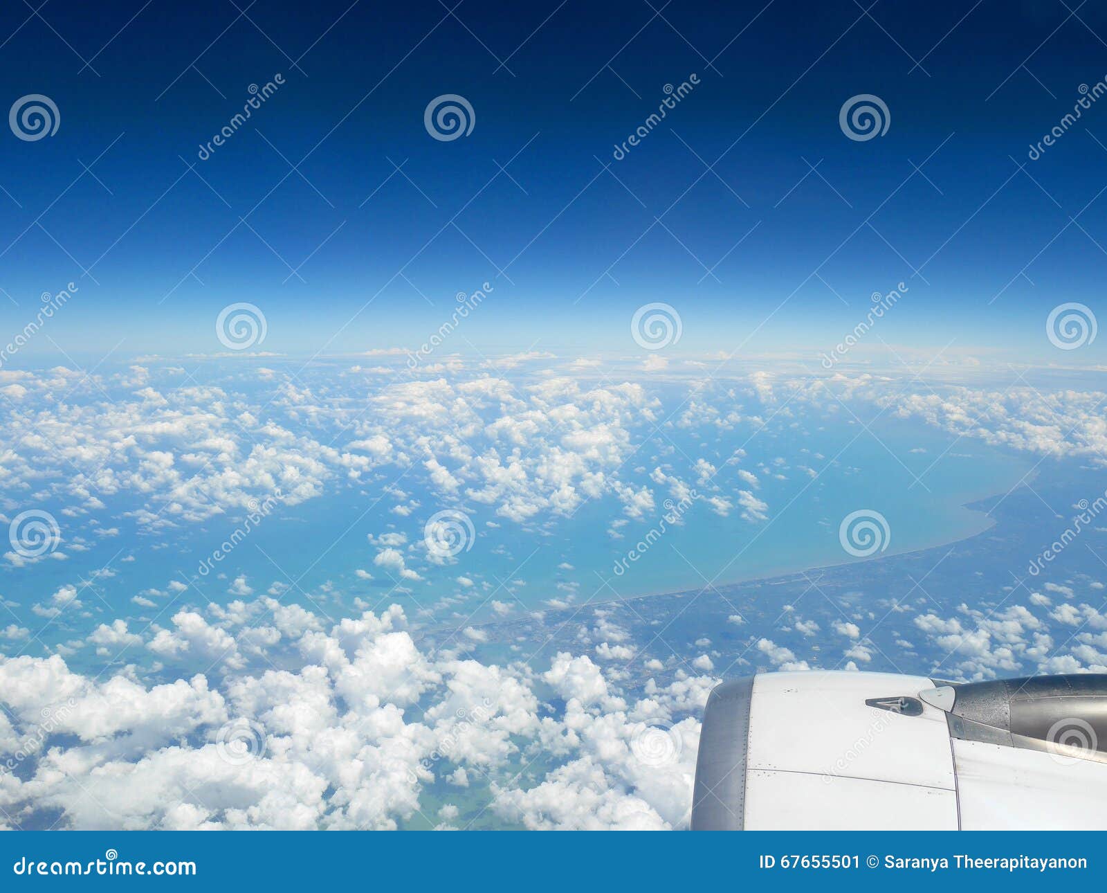 Aerial View of Blue Ocean and Clouds Stock Image - Image of beach ...