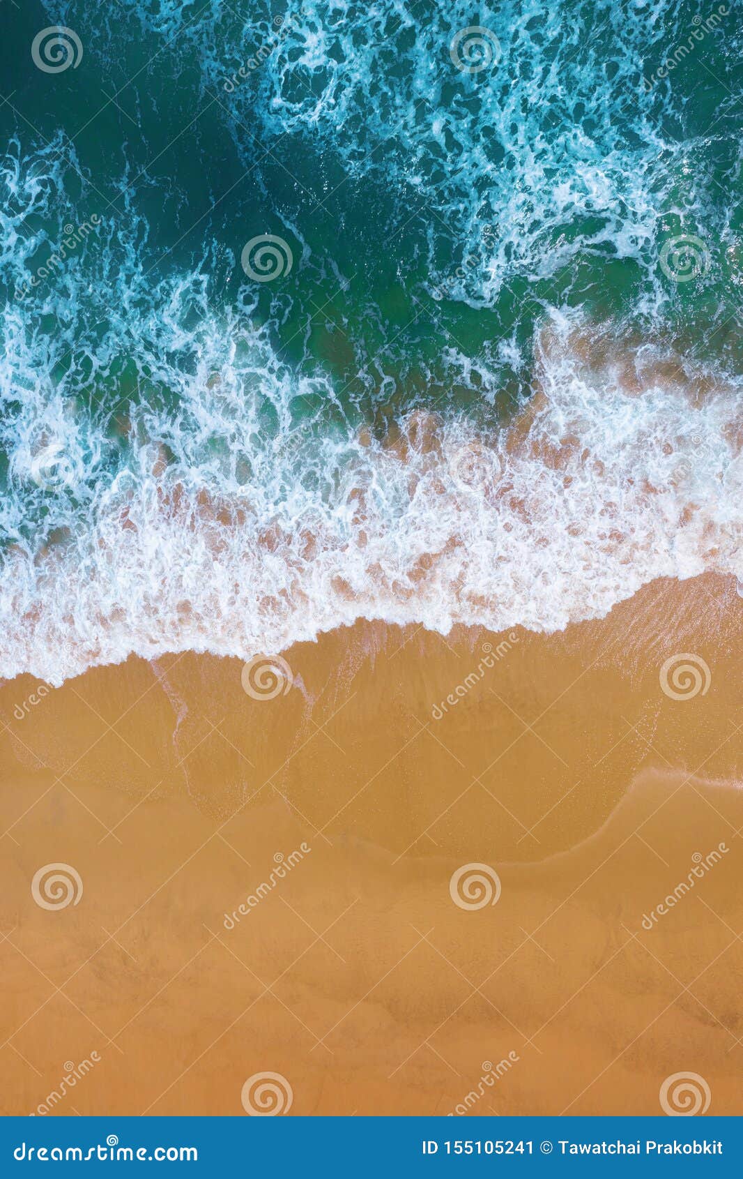 Aerial View Of Blue Ocean Wave On Sand Beach. Royalty-Free Stock Photo ...