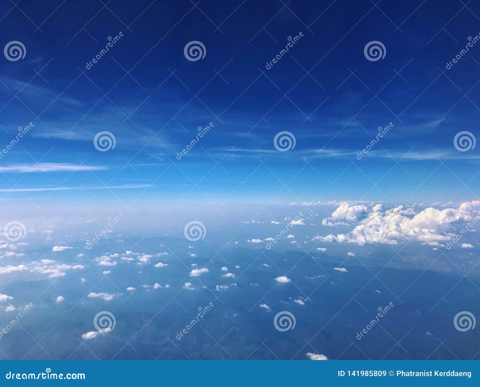 Aerial View of Blue Sky and Cloud Top View from Airplane Window. Stock ...