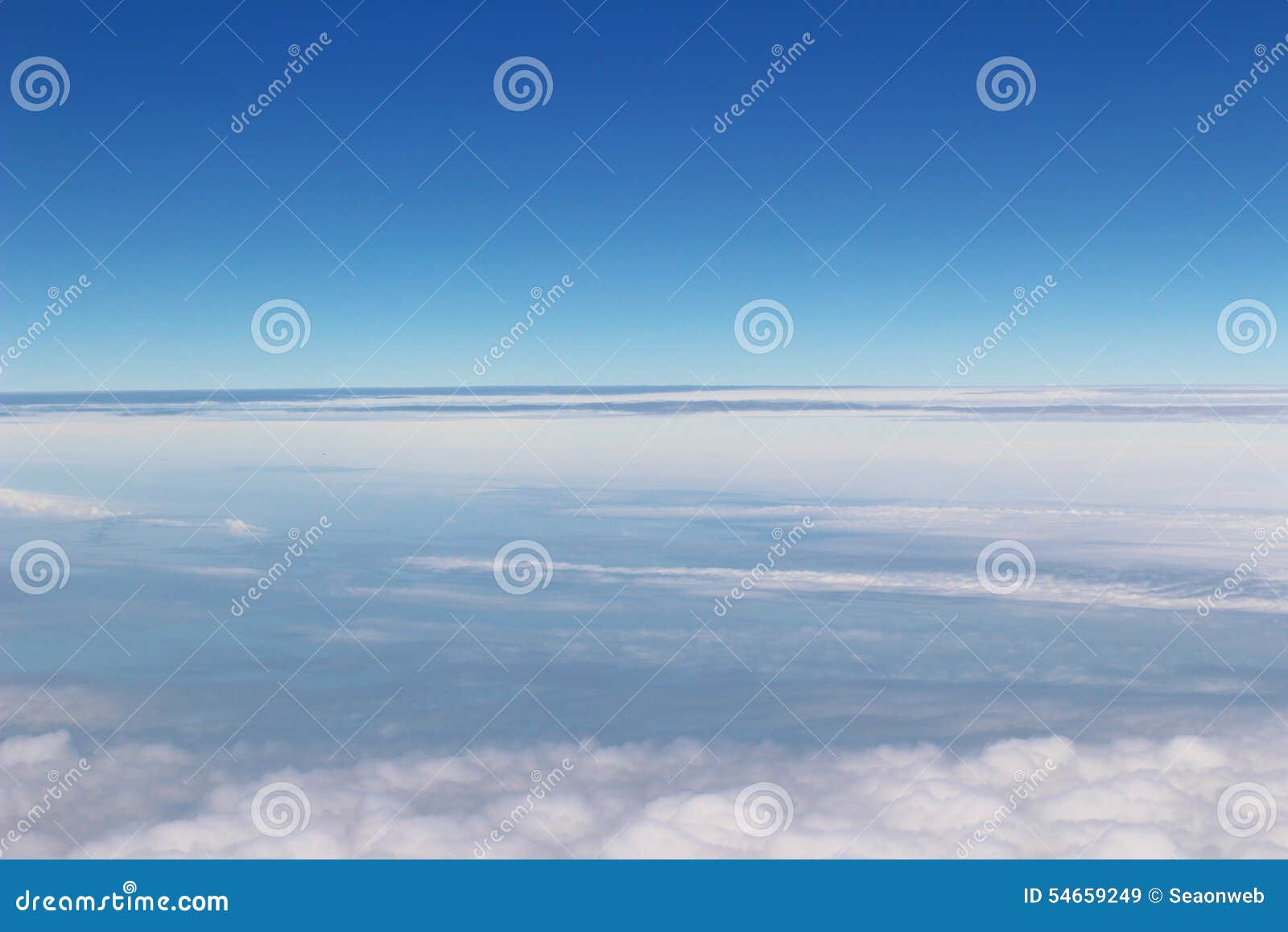 Aerial View of Blue Sky and Cloud Top View from Airplane Window Stock ...