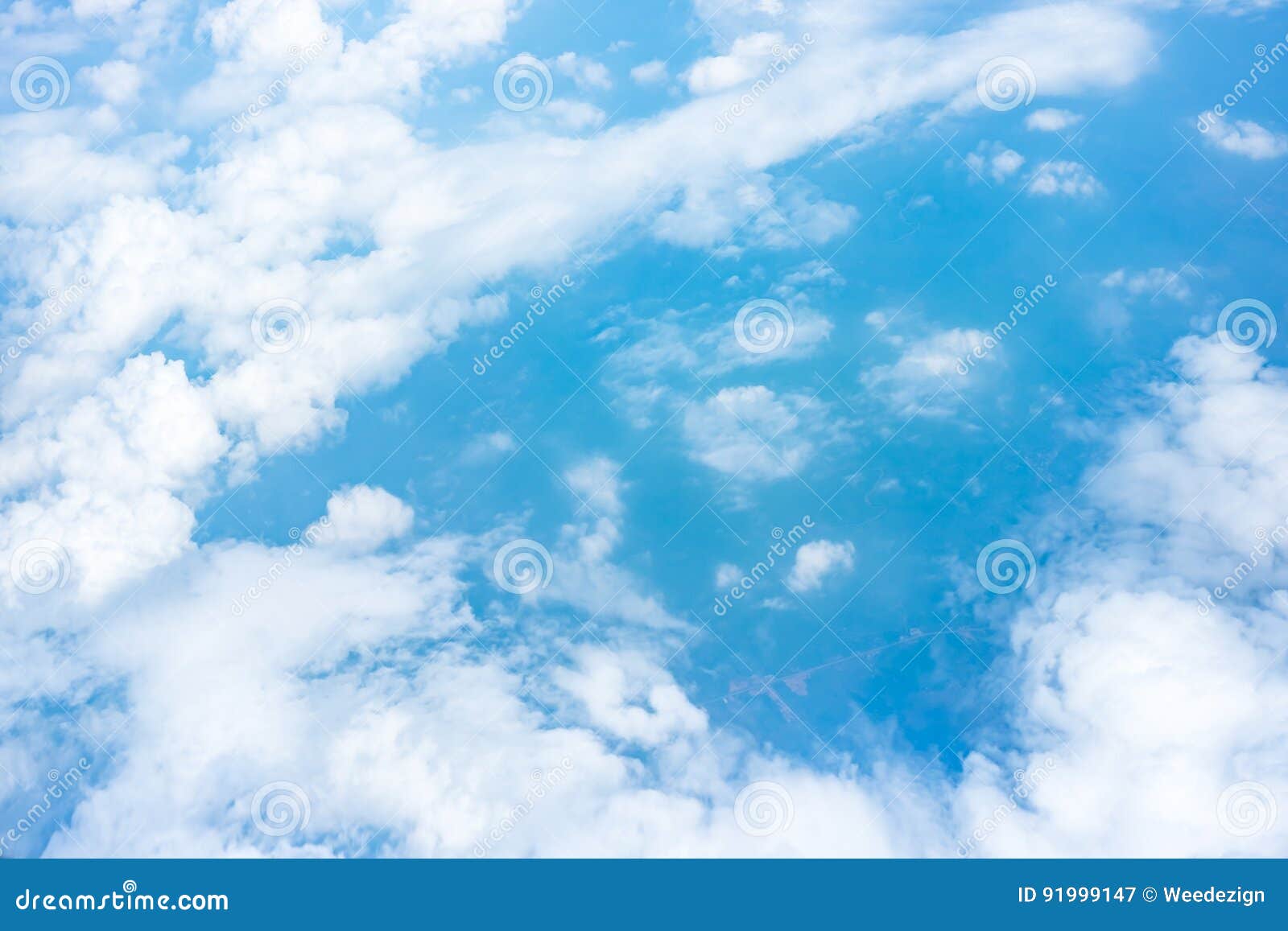 Aerial View of Blue Sky and Cloud Top View from Airplane Window,Nature ...