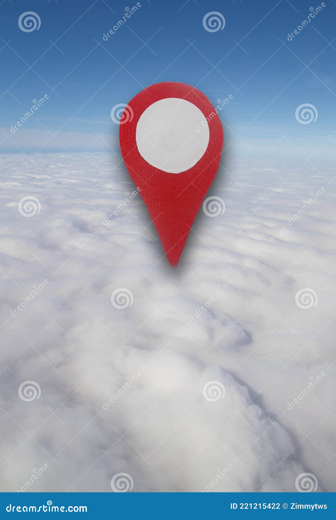 Aerial View of Blue Sky, Clouds and Horizon with a Red Locator Stock ...
