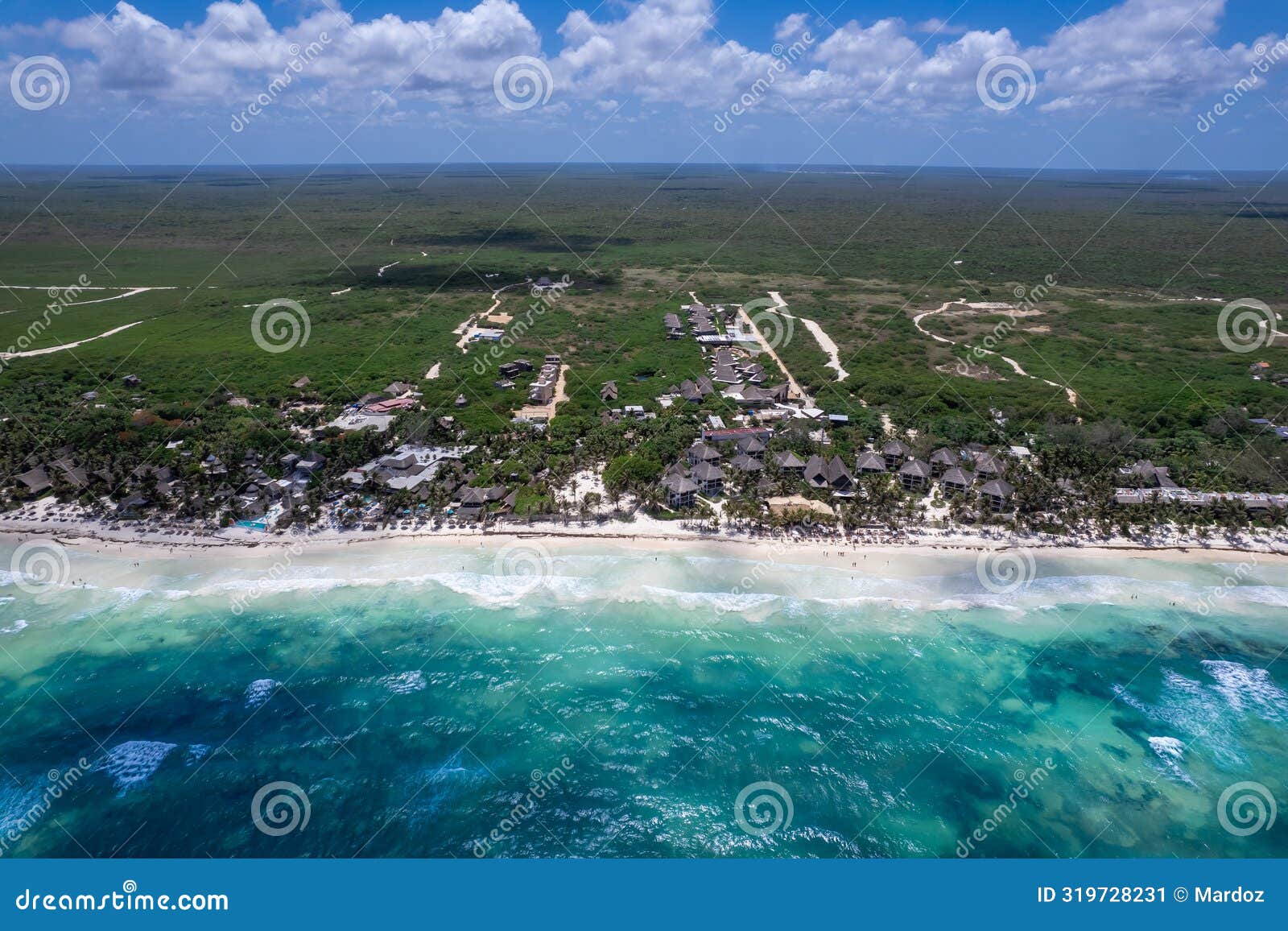 Aerial View of Boca Paila in Tulum Stock Image - Image of nature ...