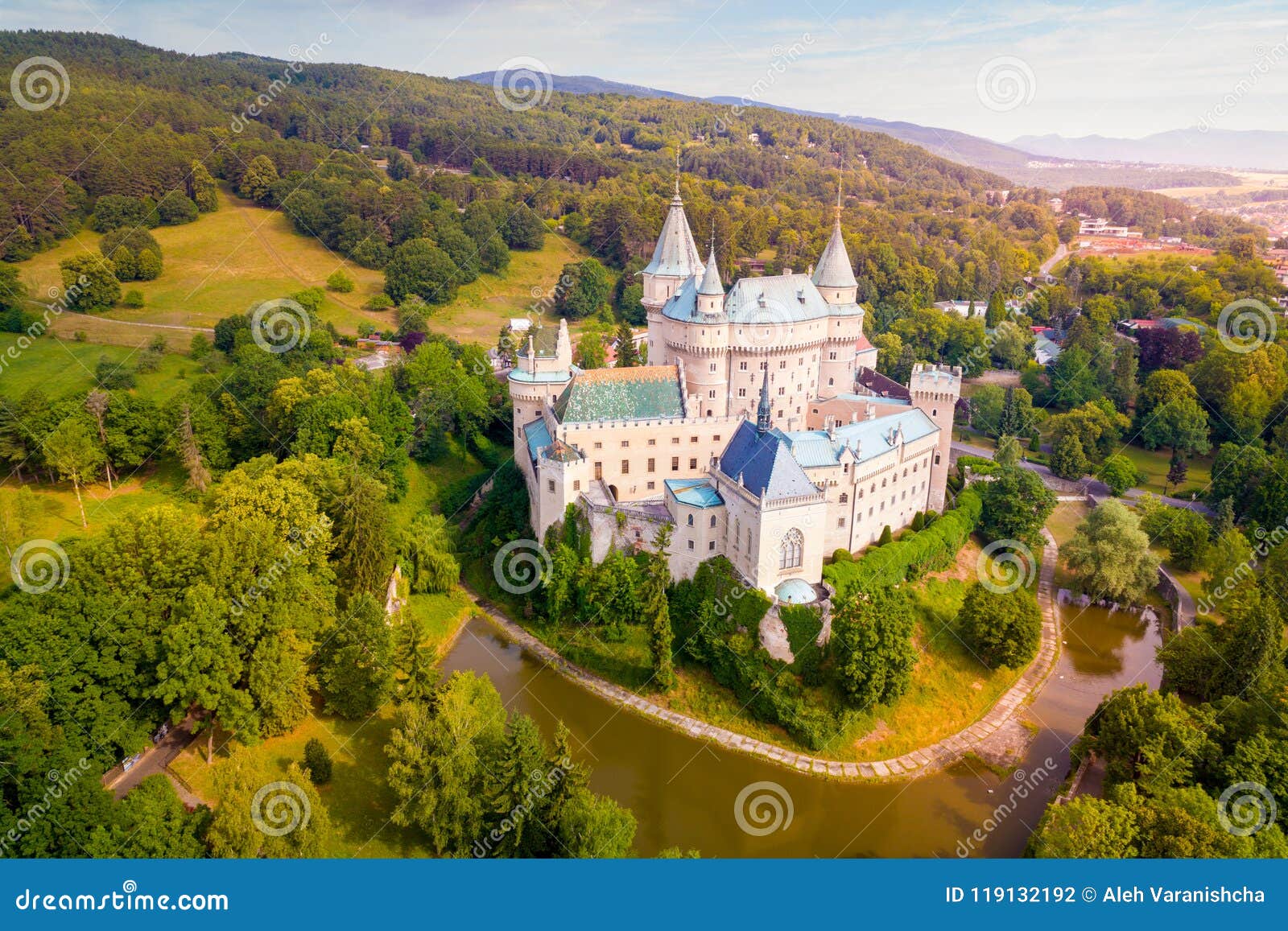 Aerial View of Bojnice Castle Stock Photo - Image of background ...