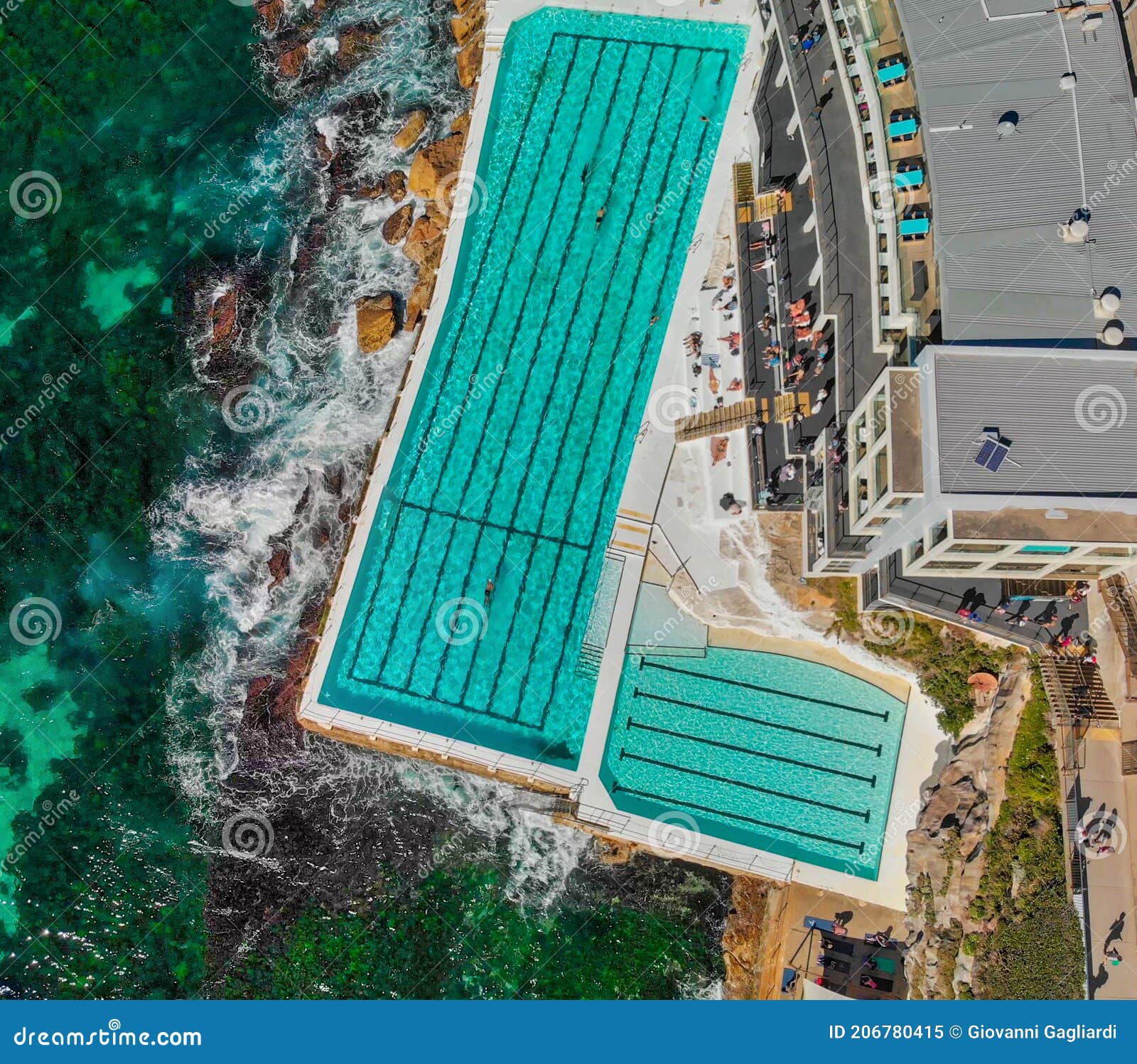 Aerial View of Bondi Beach Pools and Coastline, Australia Stock Image ...