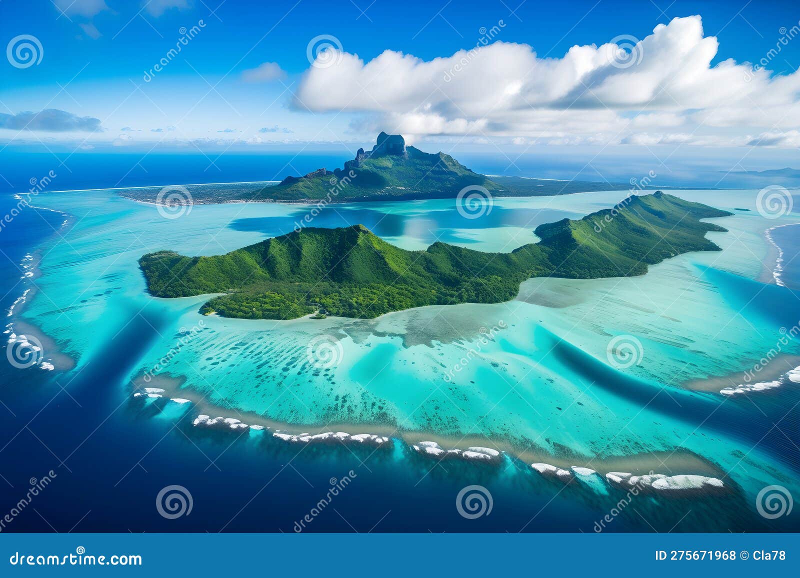 Bora-Bora Island. Realistic Satellite Background Map With Roads And ...