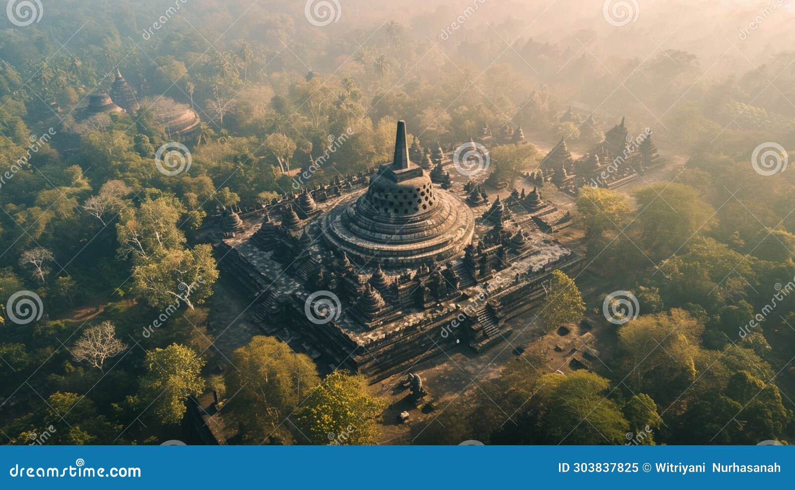 Aerial View of Borobudur Temple, Java, Indonesia. Generative AI Stock ...