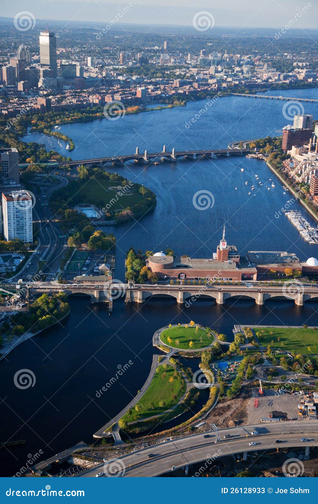 Aerial view of Boston editorial stock photo. Image of bridges - 26128933