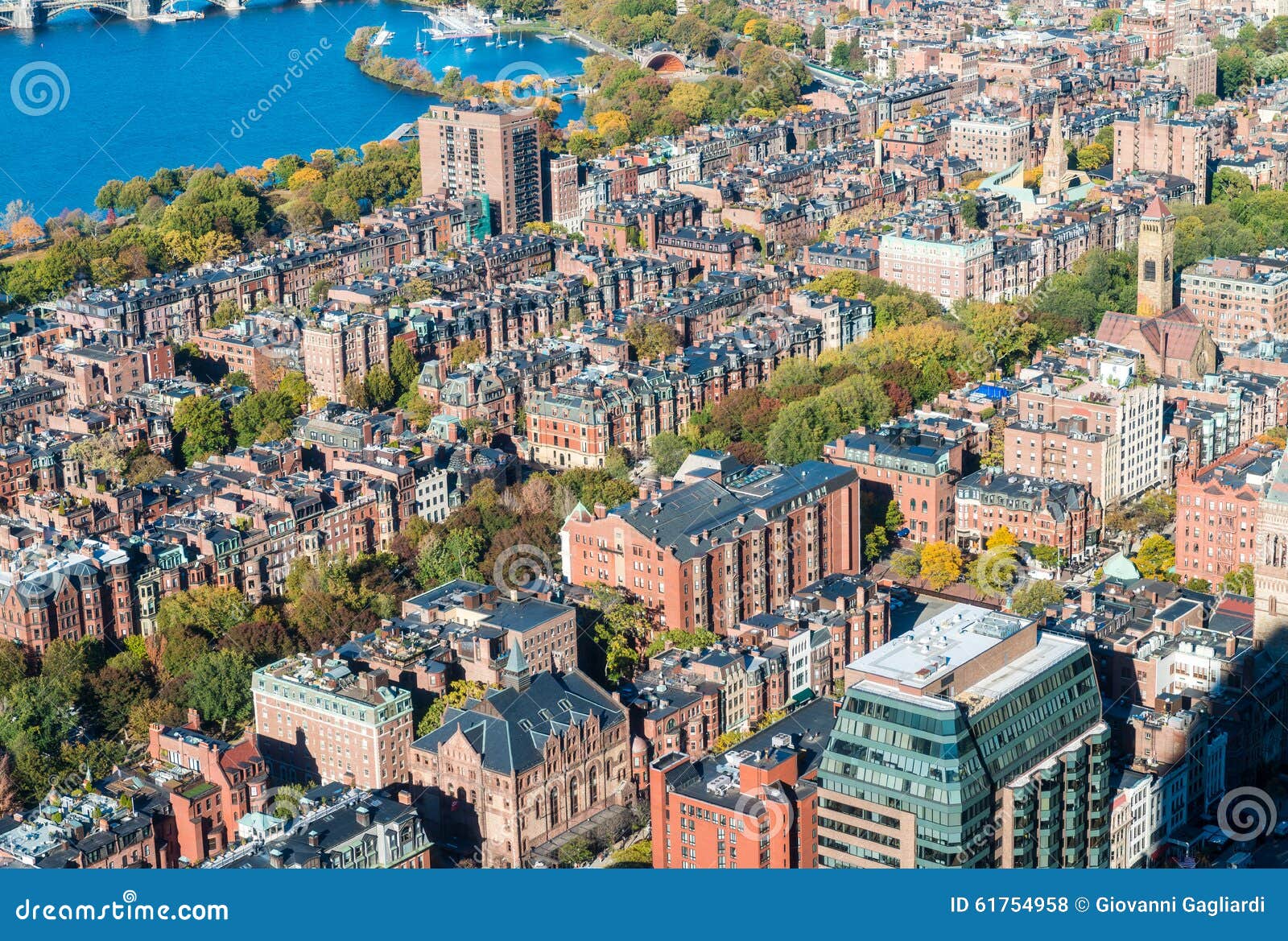 Aerial View of Boston Skyline Stock Photo - Image of england, landscape ...