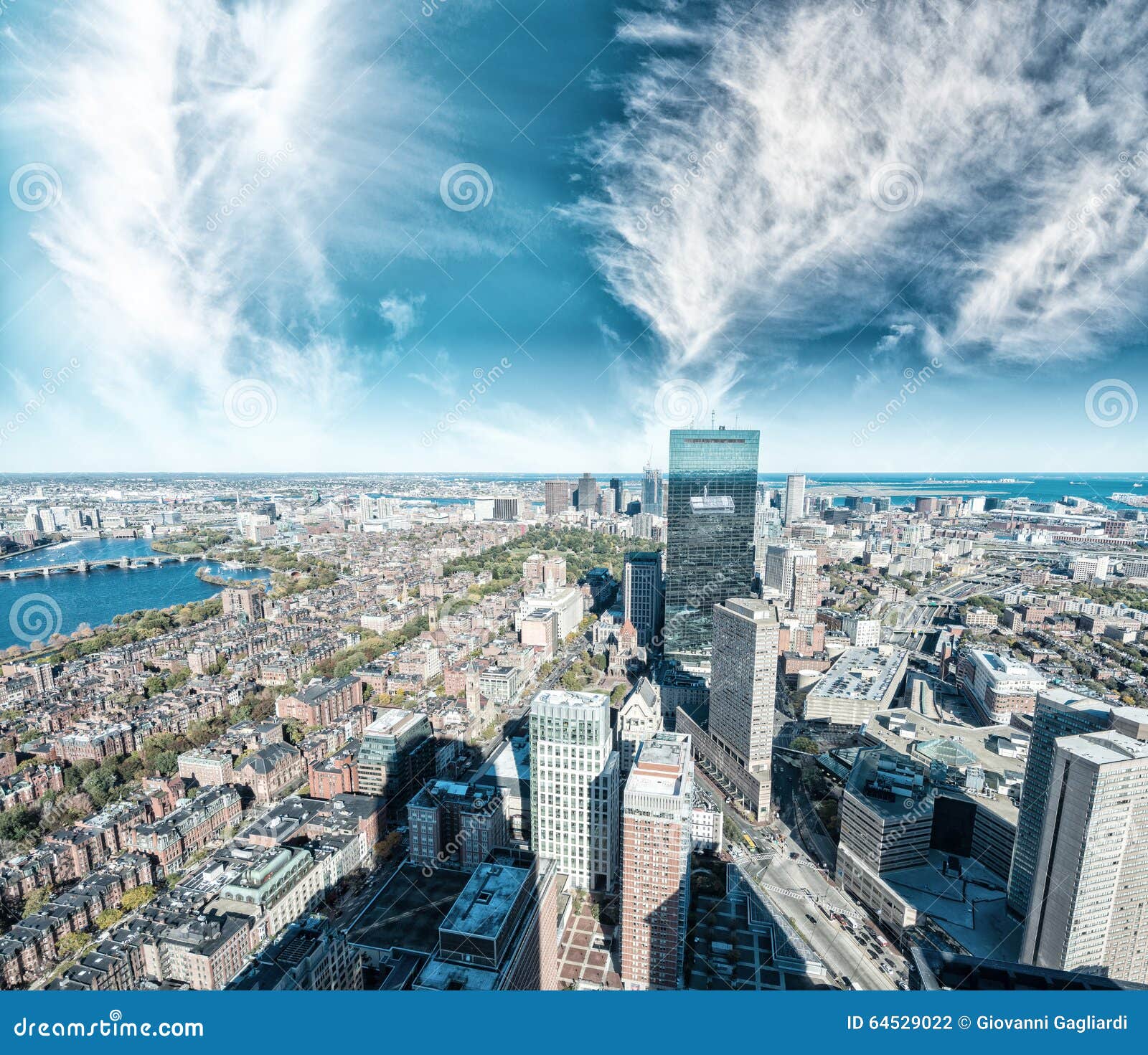 Aerial View of Boston Skyline Stock Photo - Image of massachusetts ...