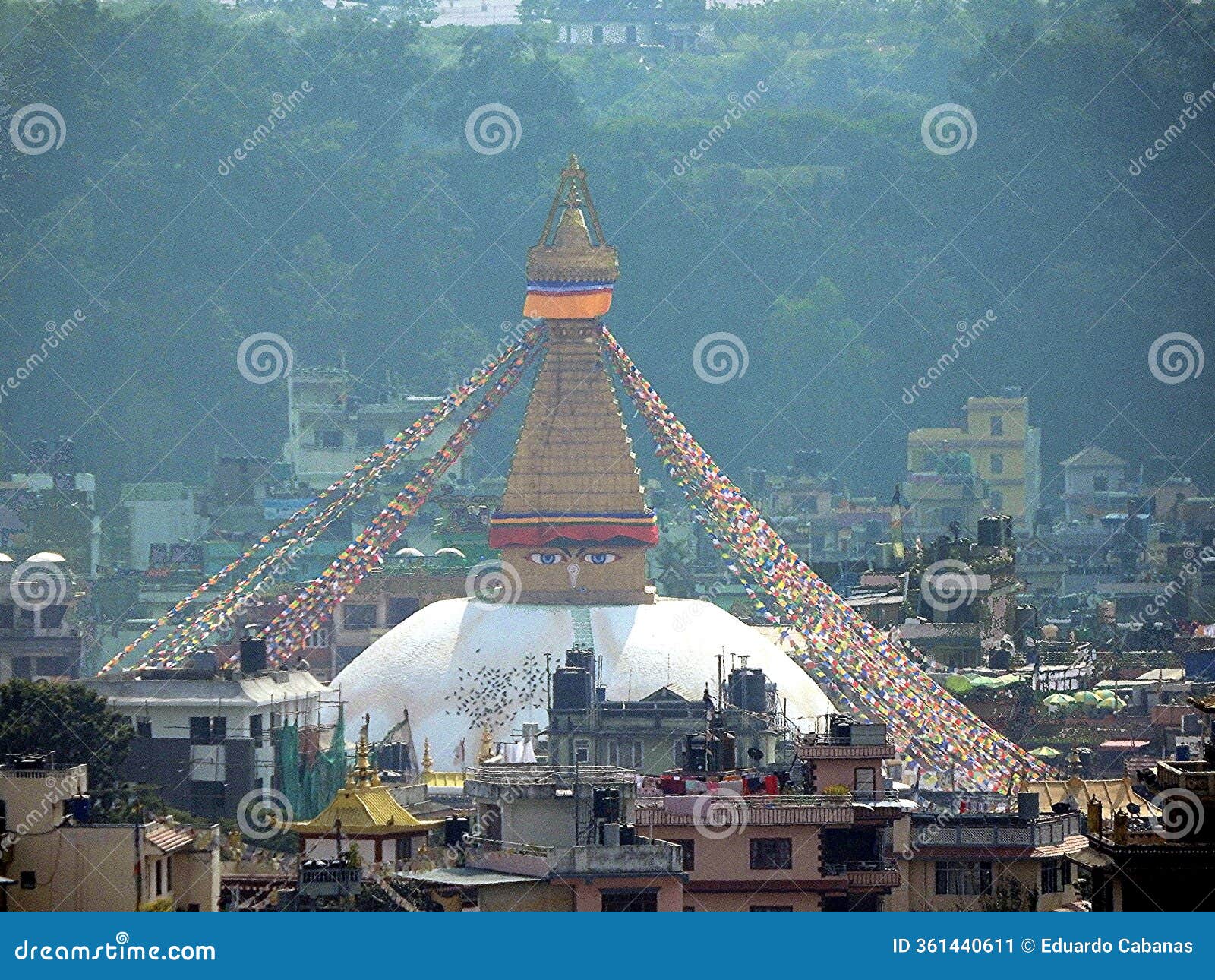 Aerial View of Boudhanath Stupa, Kathmandu, Nepal Stock Image - Image ...