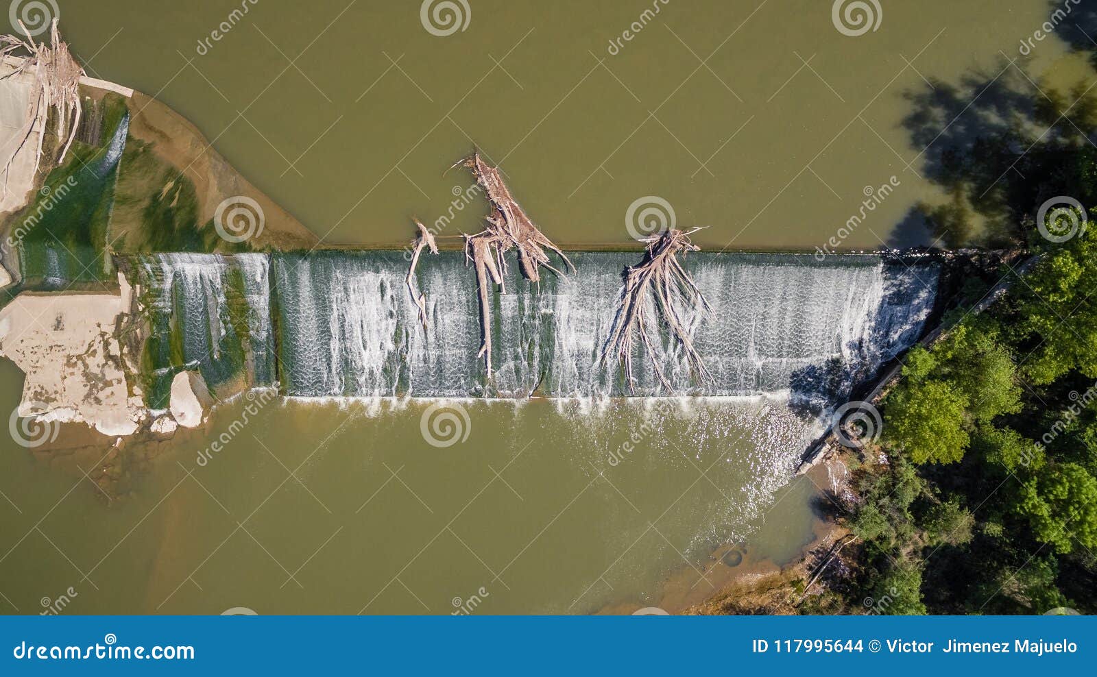 Aerial View, Branches Stuck in Dam Stock Photo - Image of summer, water ...