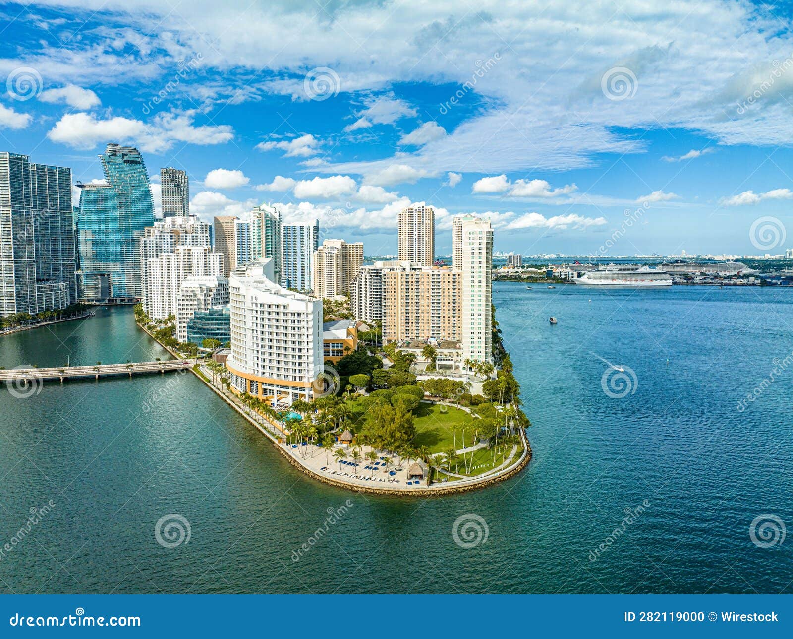 Aerial View of Brickell Key from the Mandarin Oriental Stock Photo ...