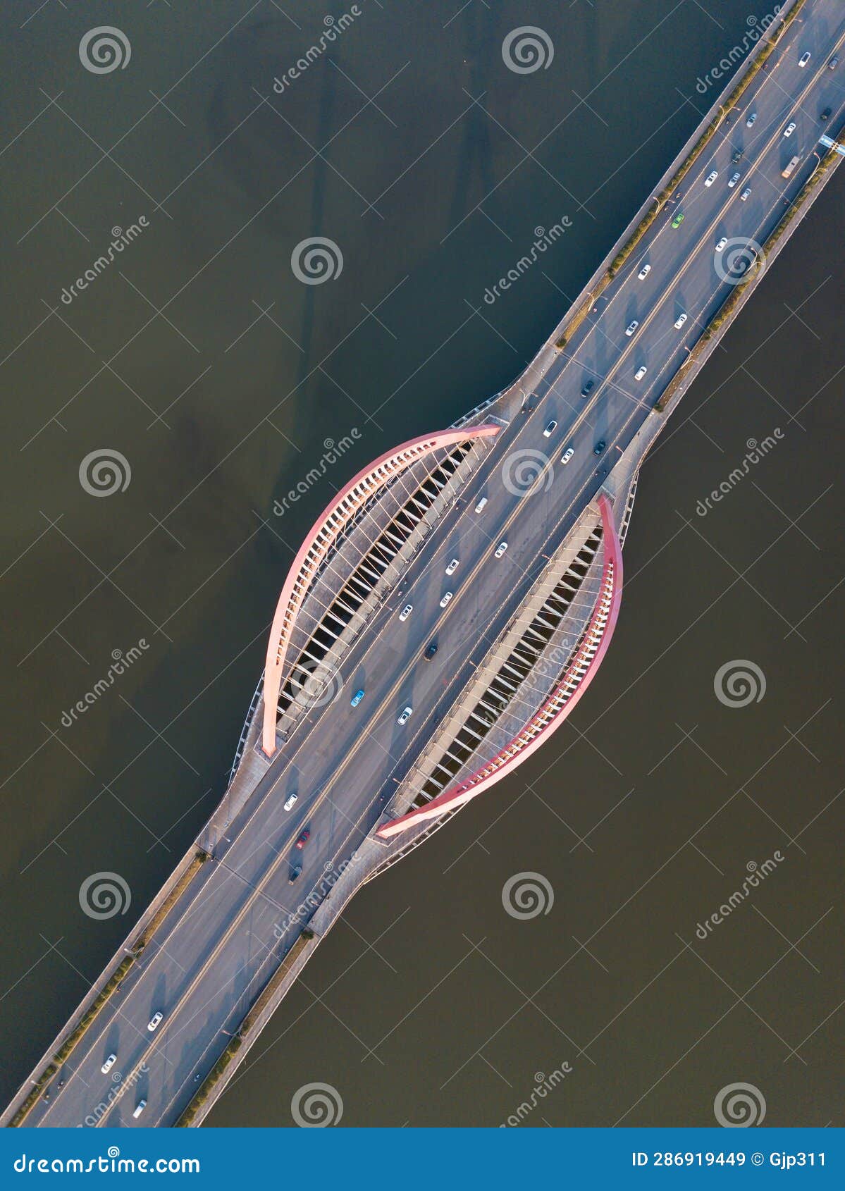 Aerial View, Bridge Across the River Stock Image - Image of building ...