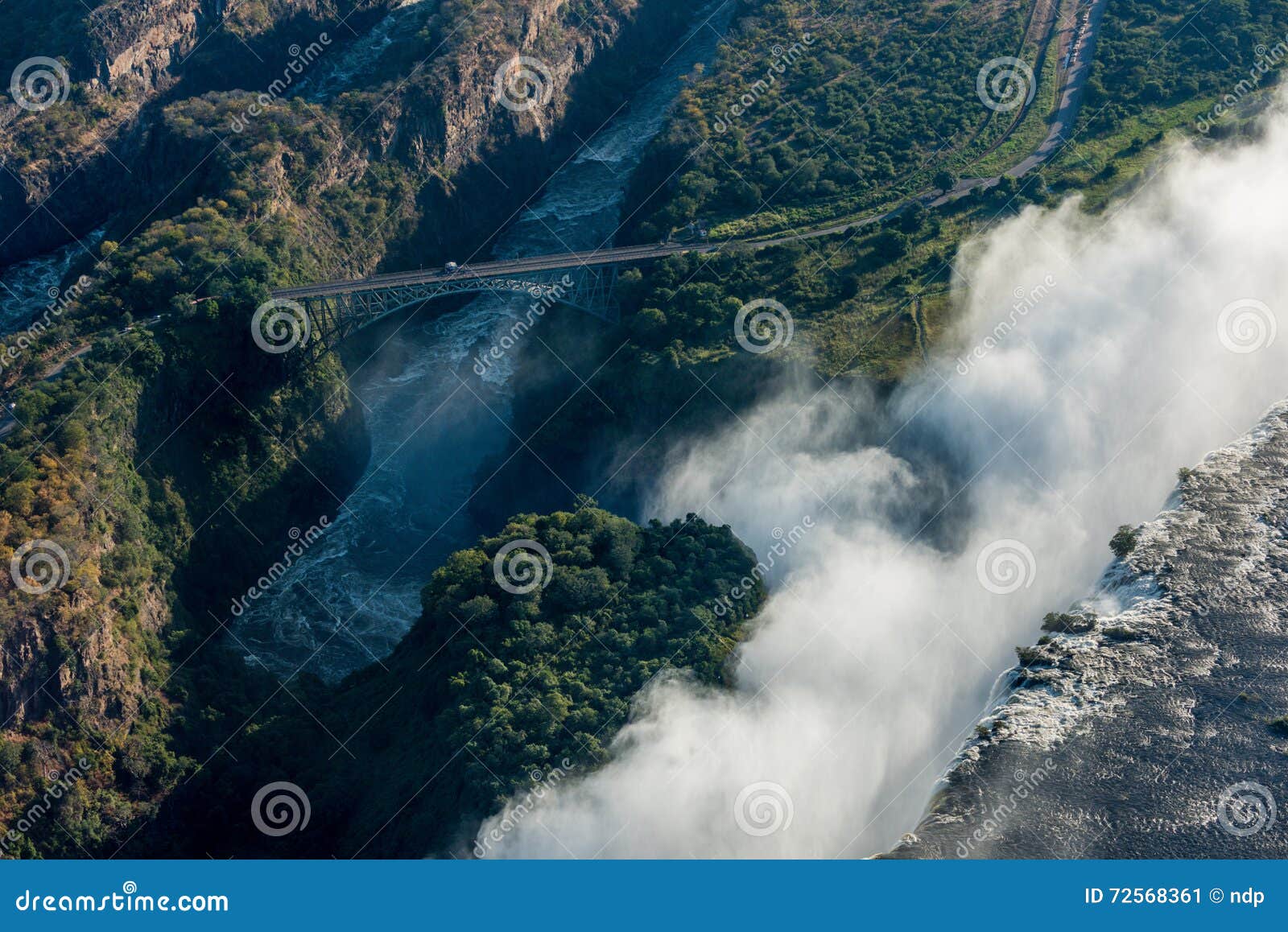 Aerial View of Bridge Behind Victoria Falls Stock Image - Image of ...