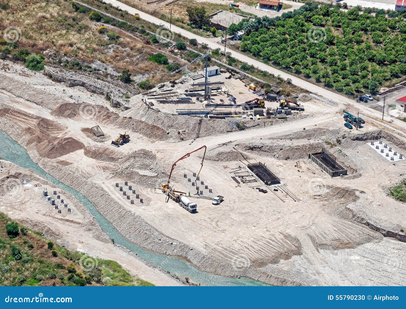 Aerial View of a Bridge Construction Site. Stock Photo - Image of civil ...