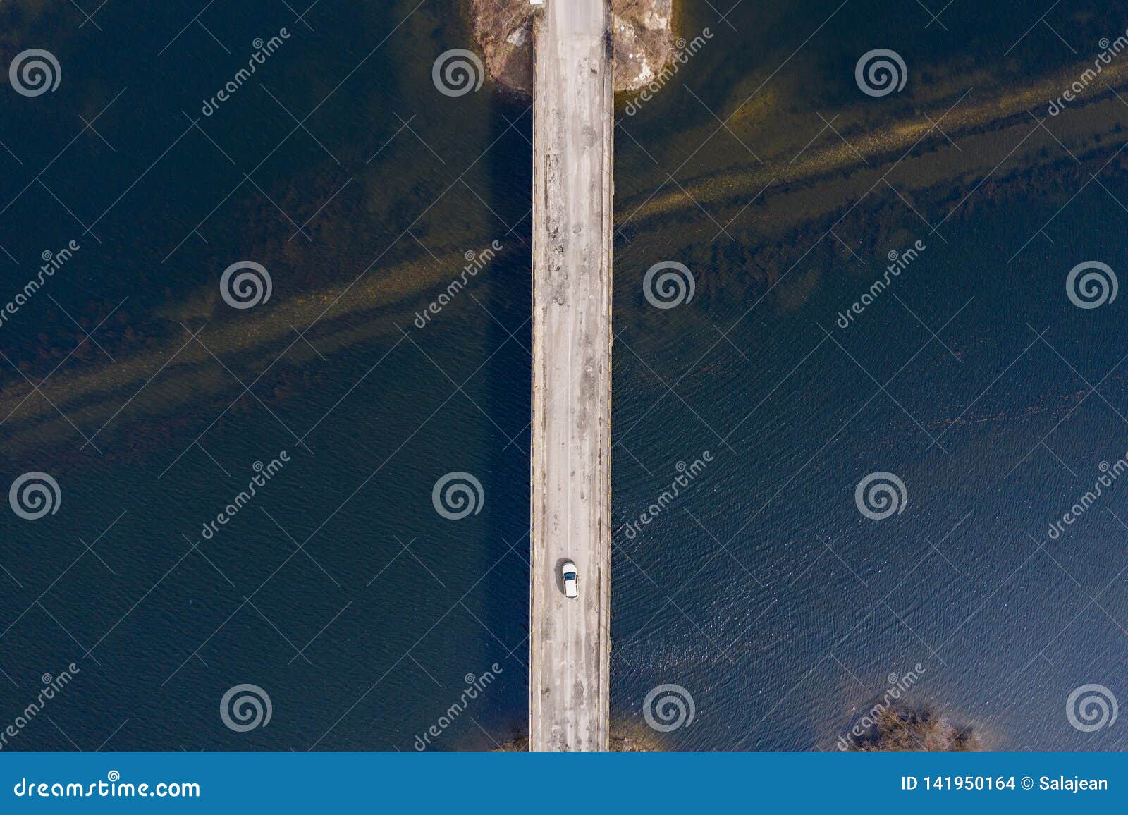 Aerial View of a Bridge Crossing a Lake Stock Photo - Image of journey ...