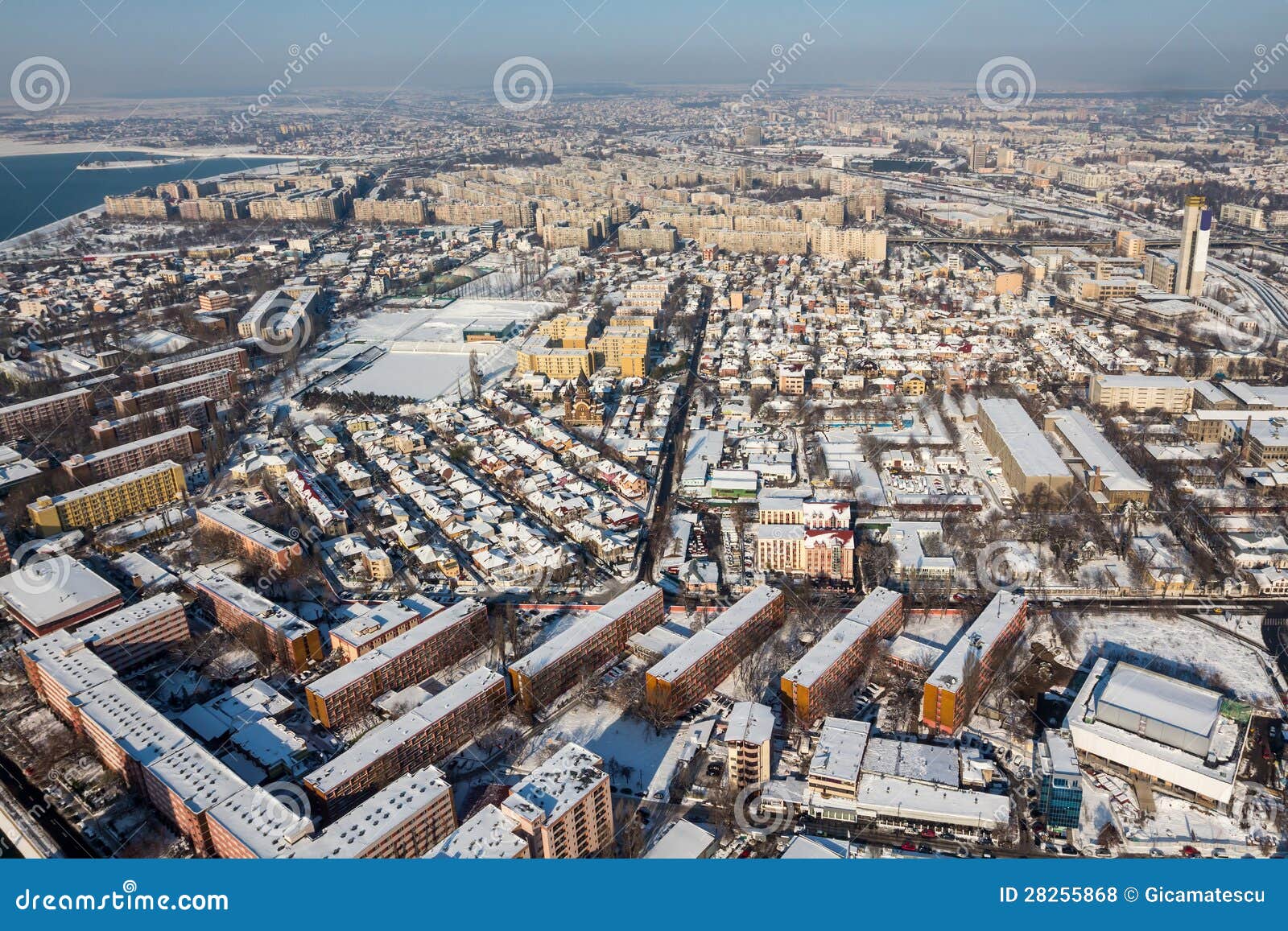 Aerial view from Bucharest stock photo. Image of snow - 28255868