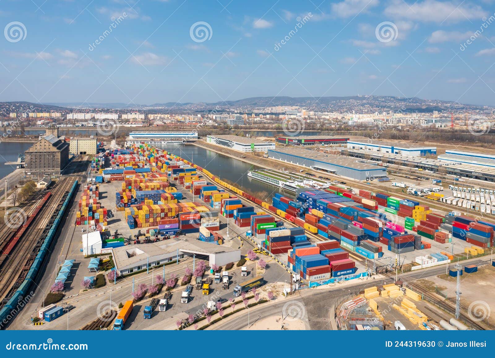 Aerial View about Budapest Freeport with Empty Containers Waiting for ...