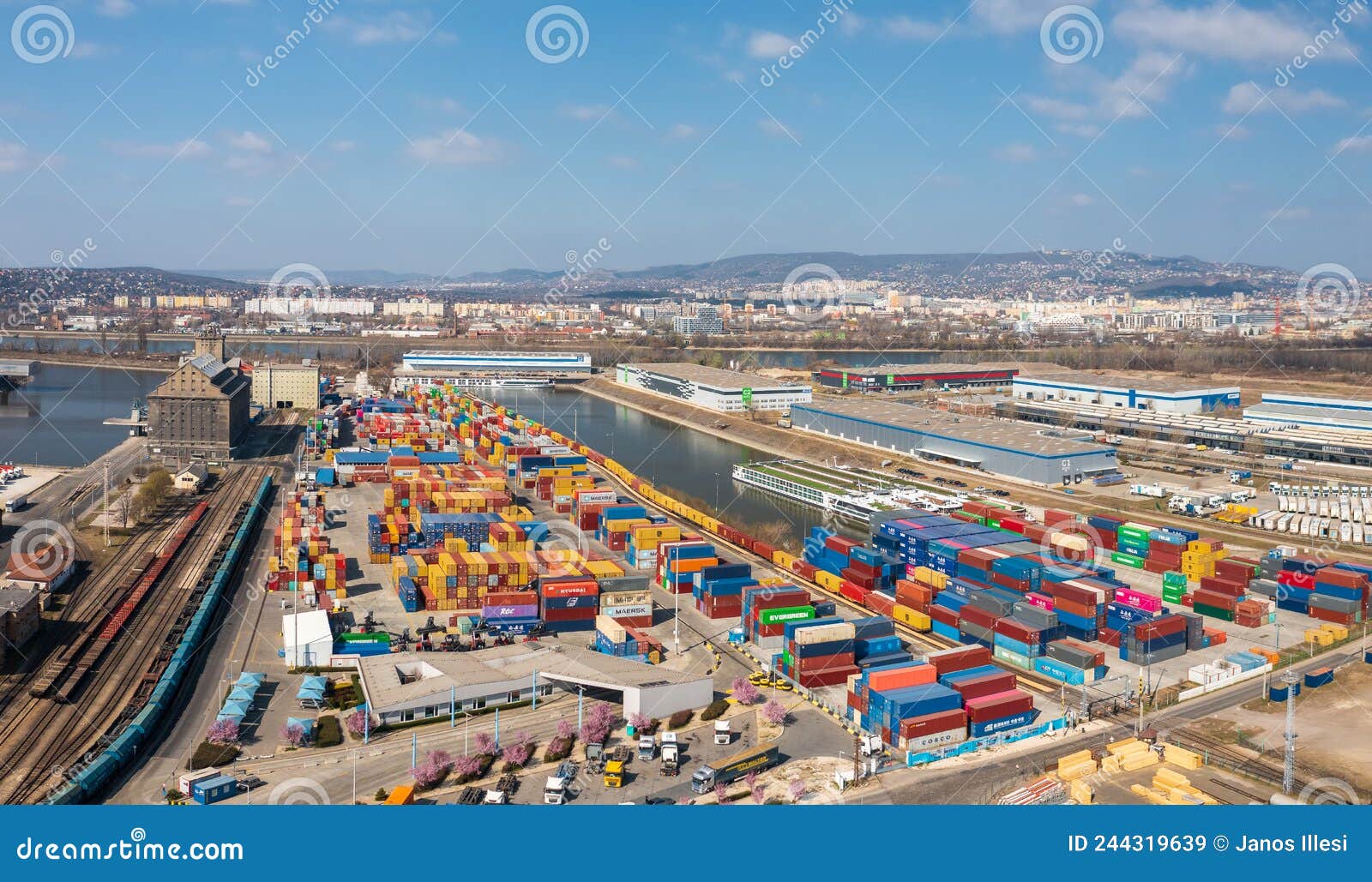Aerial View about Budapest Freeport with Empty Containers Waiting for ...