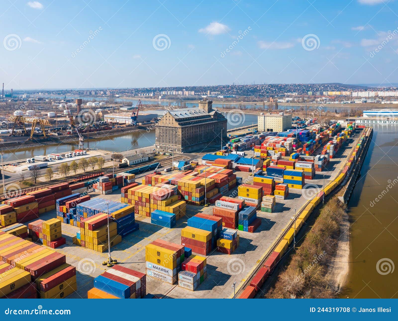 Aerial View about Budapest Freeport with Empty Containers Waiting for ...