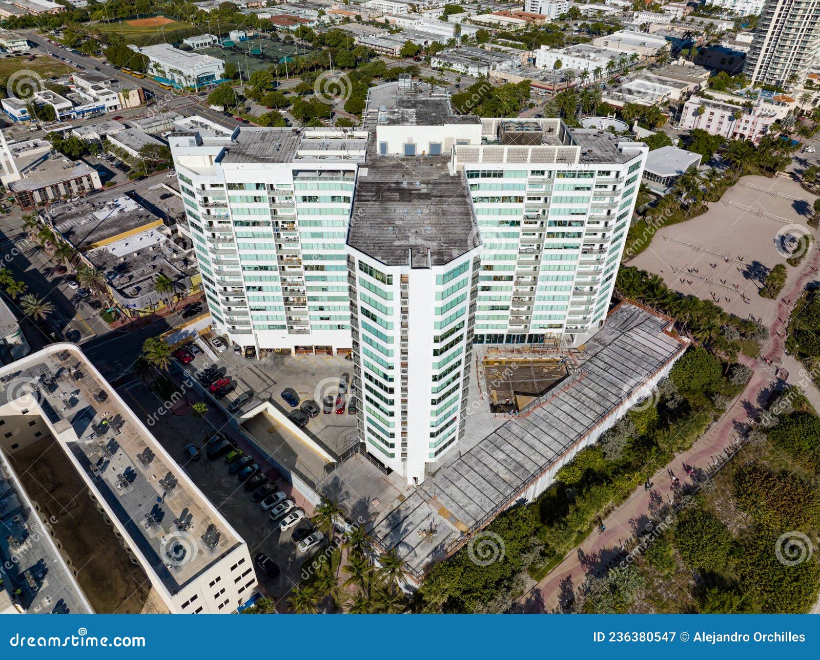 Aerial View of Building from Above Showing Construction on the Lower ...
