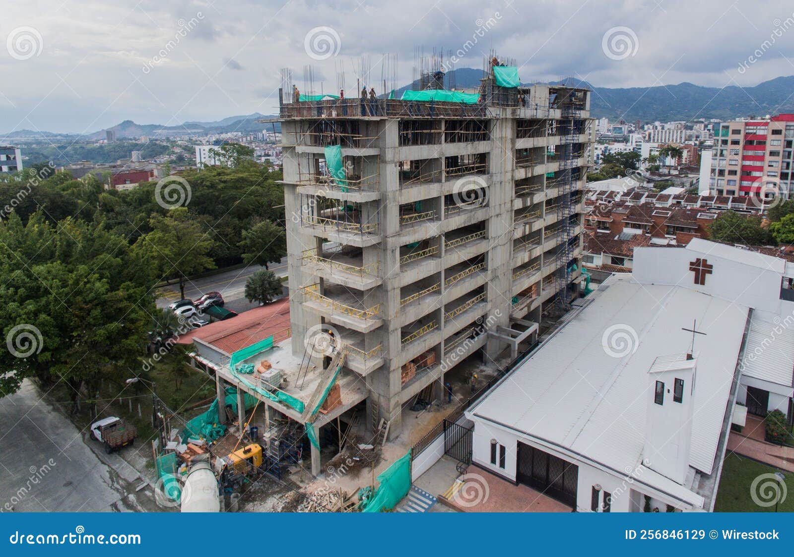 Aerial View of a Building Under Construction Stock Image - Image of ...