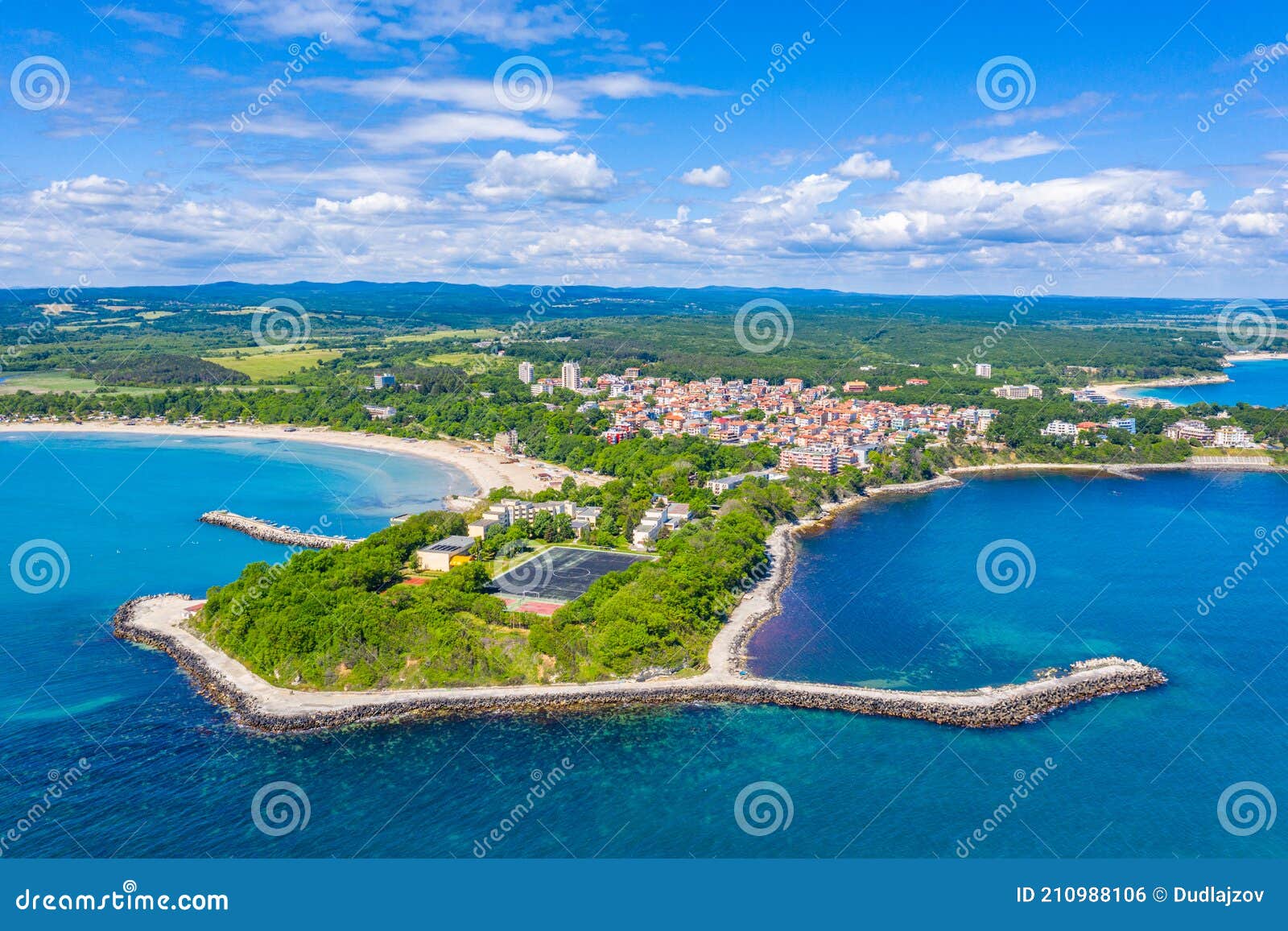 Aerial View of Bulgarian Seaside Town Kiten Stock Photo - Image of ship ...