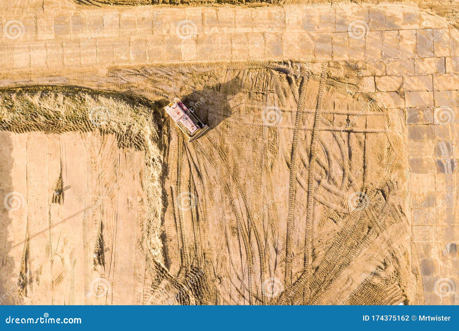 Aerial View of Bulldozer Working at Building Site Stock Photo - Image ...