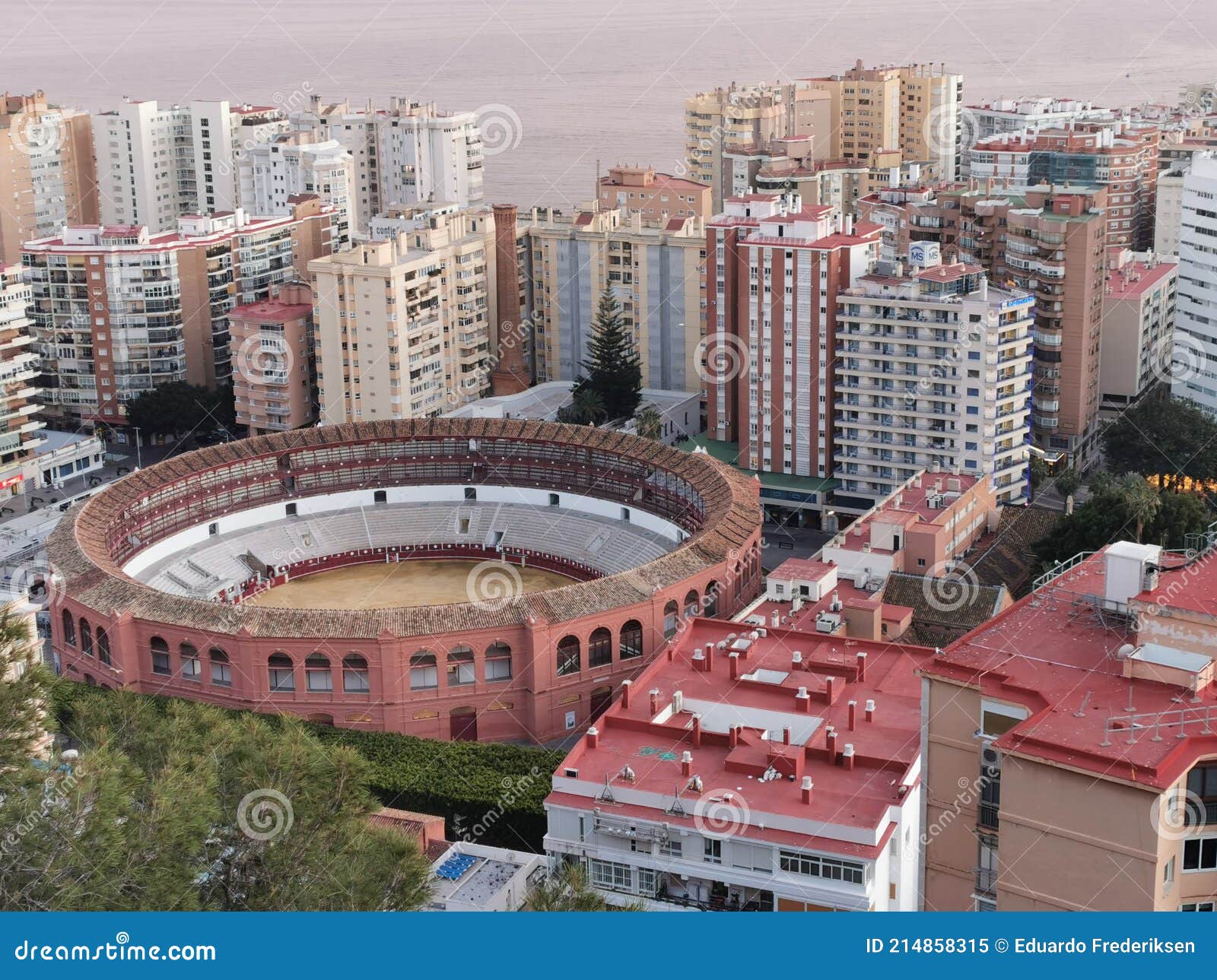 Aerial View of the Bullfighting Arena in Malaga Stock Image - Image of ...