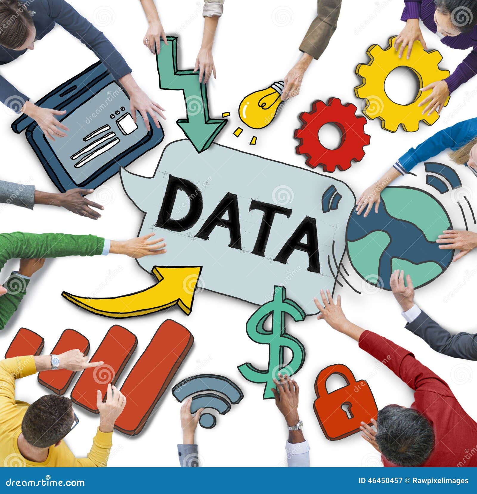 Aerial View of Business People and Data Concepts Stock Image - Image of ...