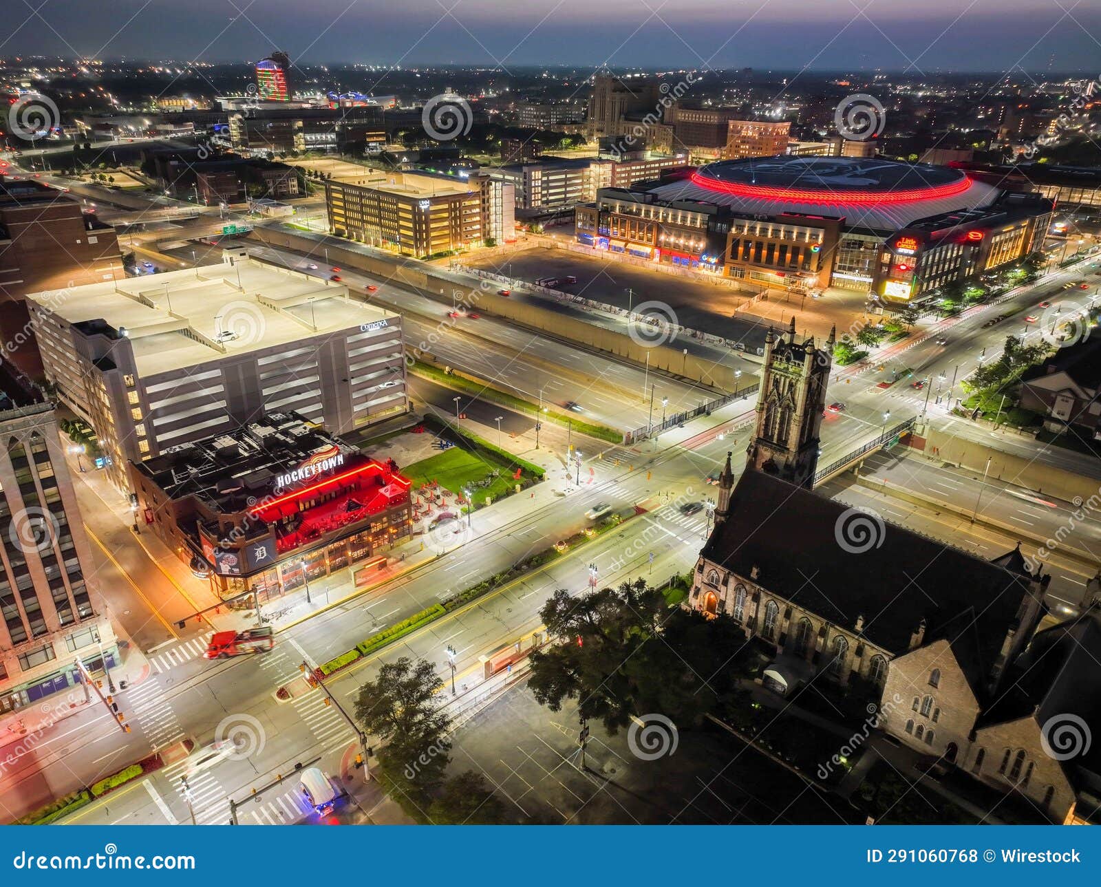 Aerial View of a Bustling Cityscape Featuring Prominent Architectural ...