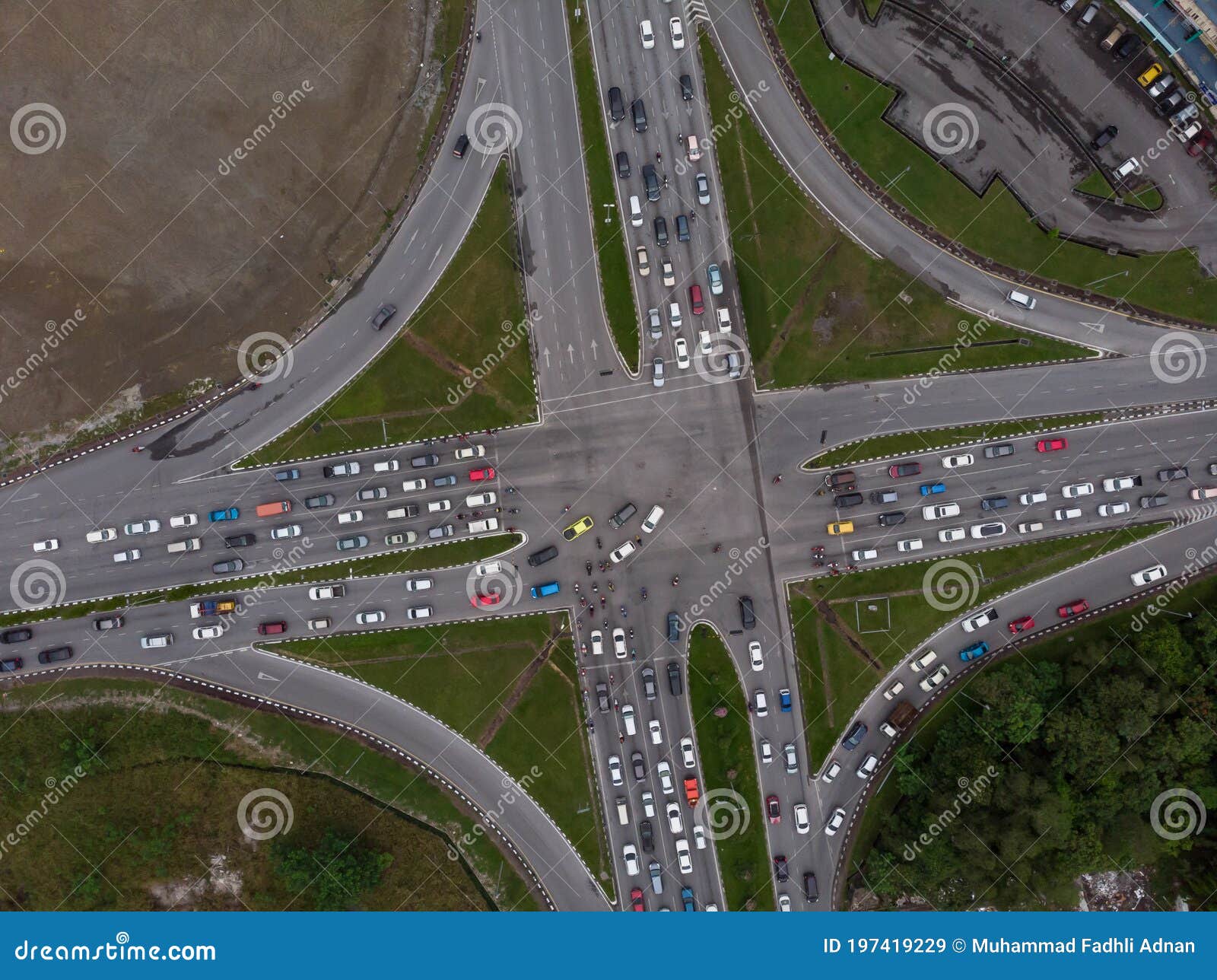 Aerial View of Busy Road Intersection Stock Image - Image of cars ...