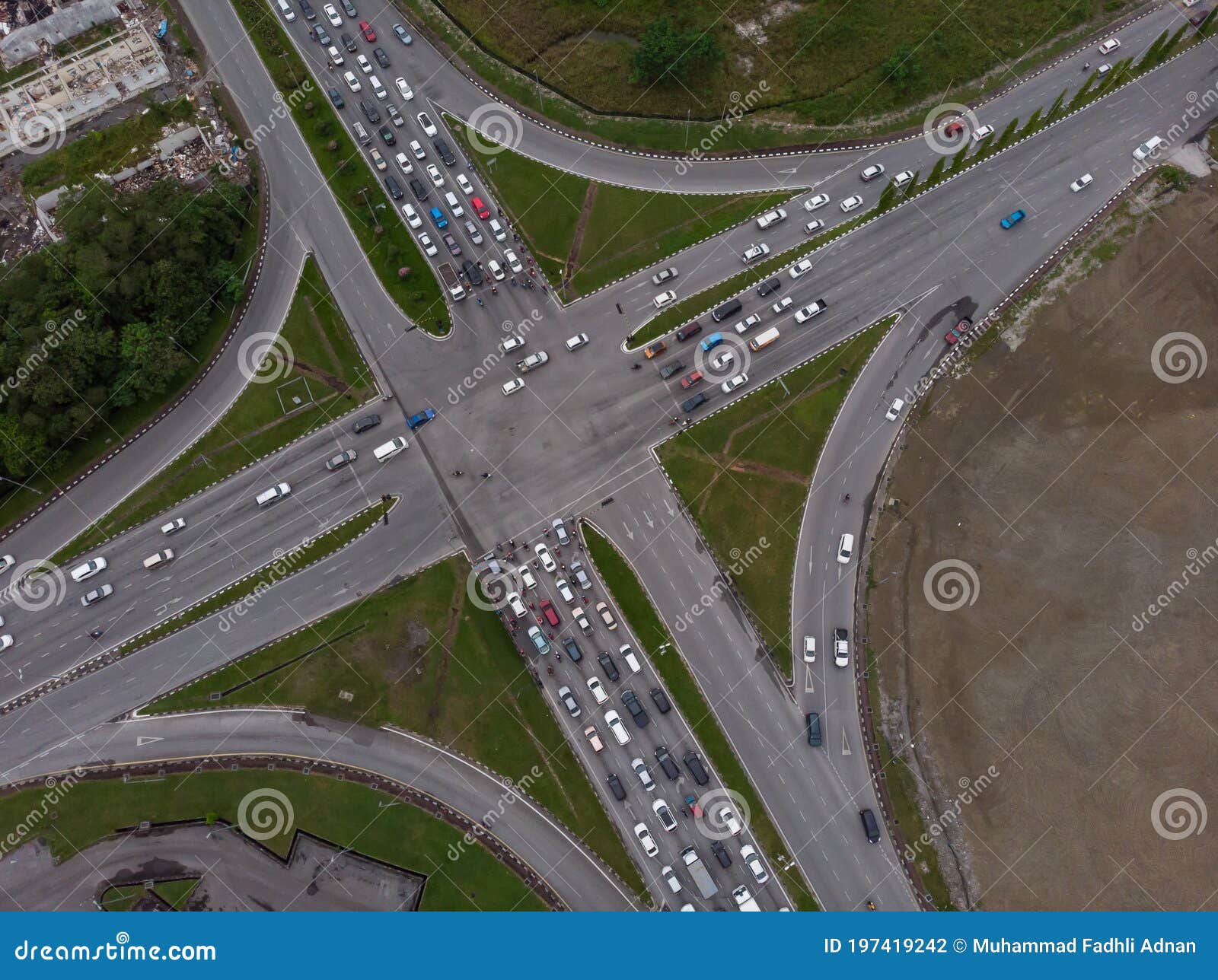 Aerial View of Busy Road Intersection Stock Photo - Image of drone ...