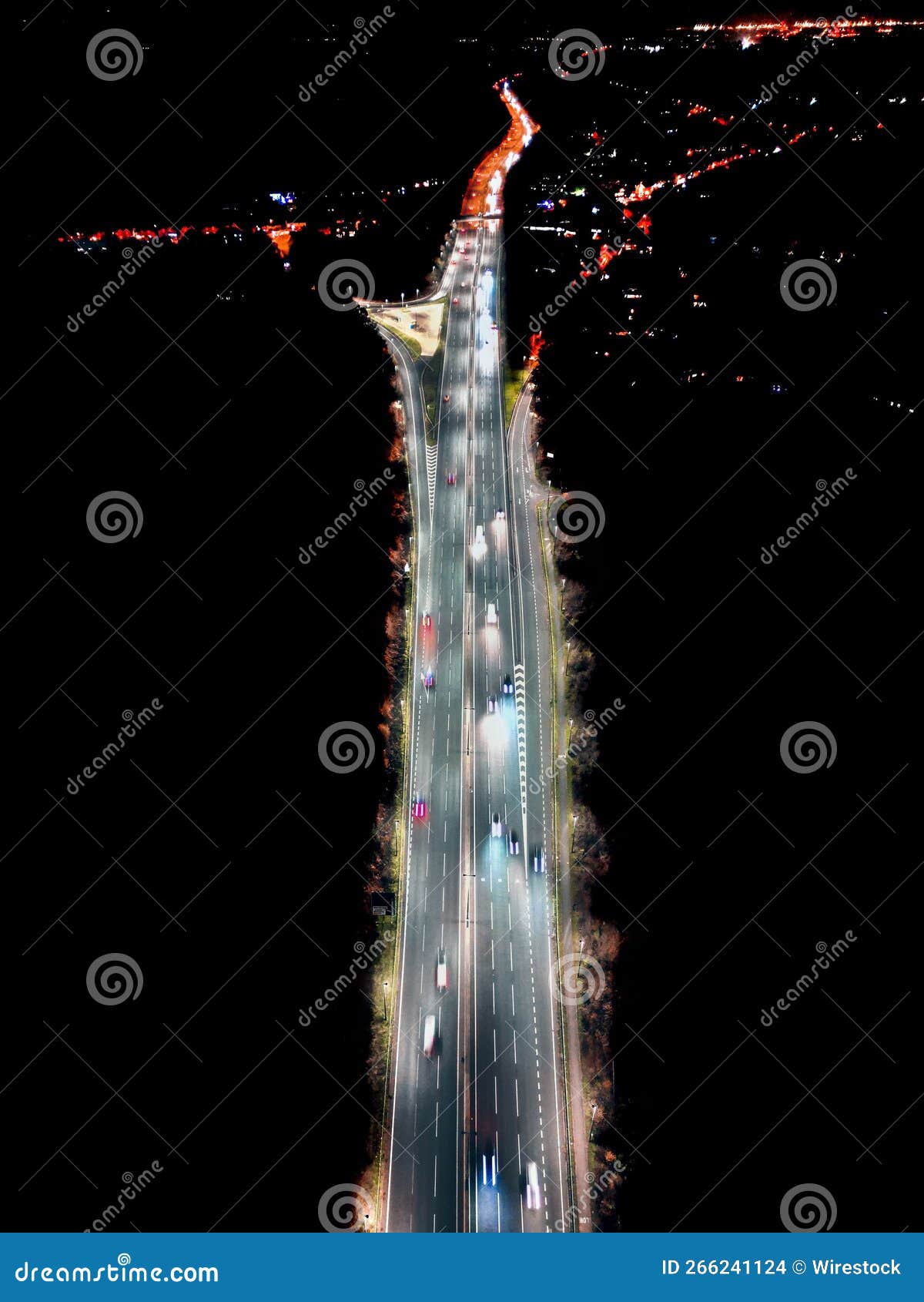 Aerial View of the Busy Road at Night Stock Photo - Image of outdoors ...
