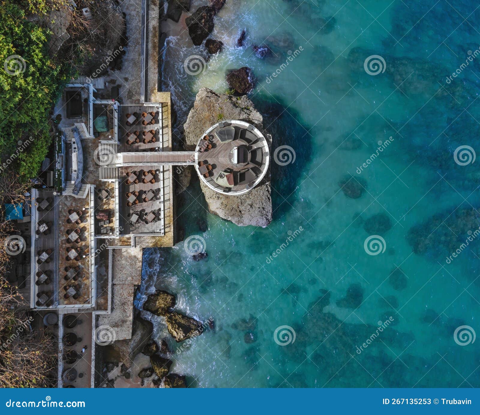 Aerial View of Cafe at Ocean Coastline Stock Image - Image of ocean ...