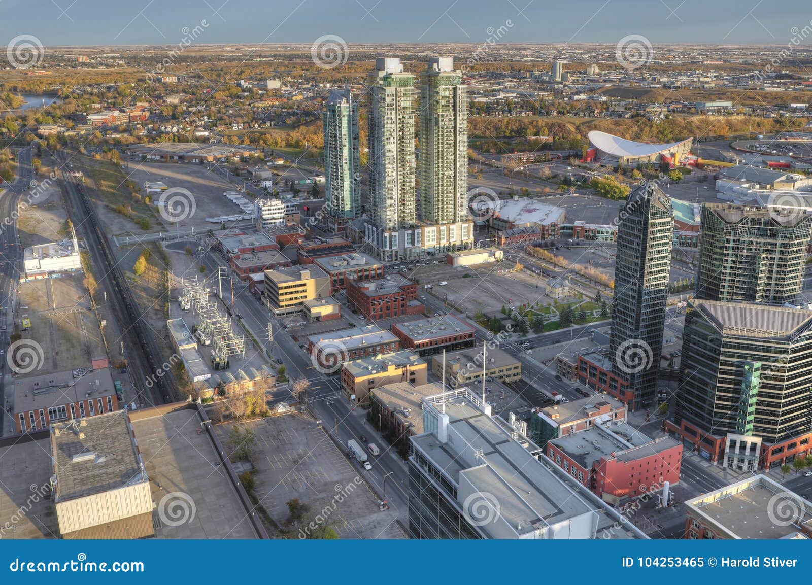 Aerial View of Calgary, Alberta Skyline Stock Image - Image of modern ...