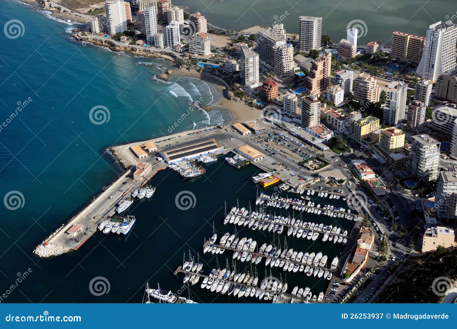 Aerial view of Calpe stock image. Image of aerial, cityscape - 26253937