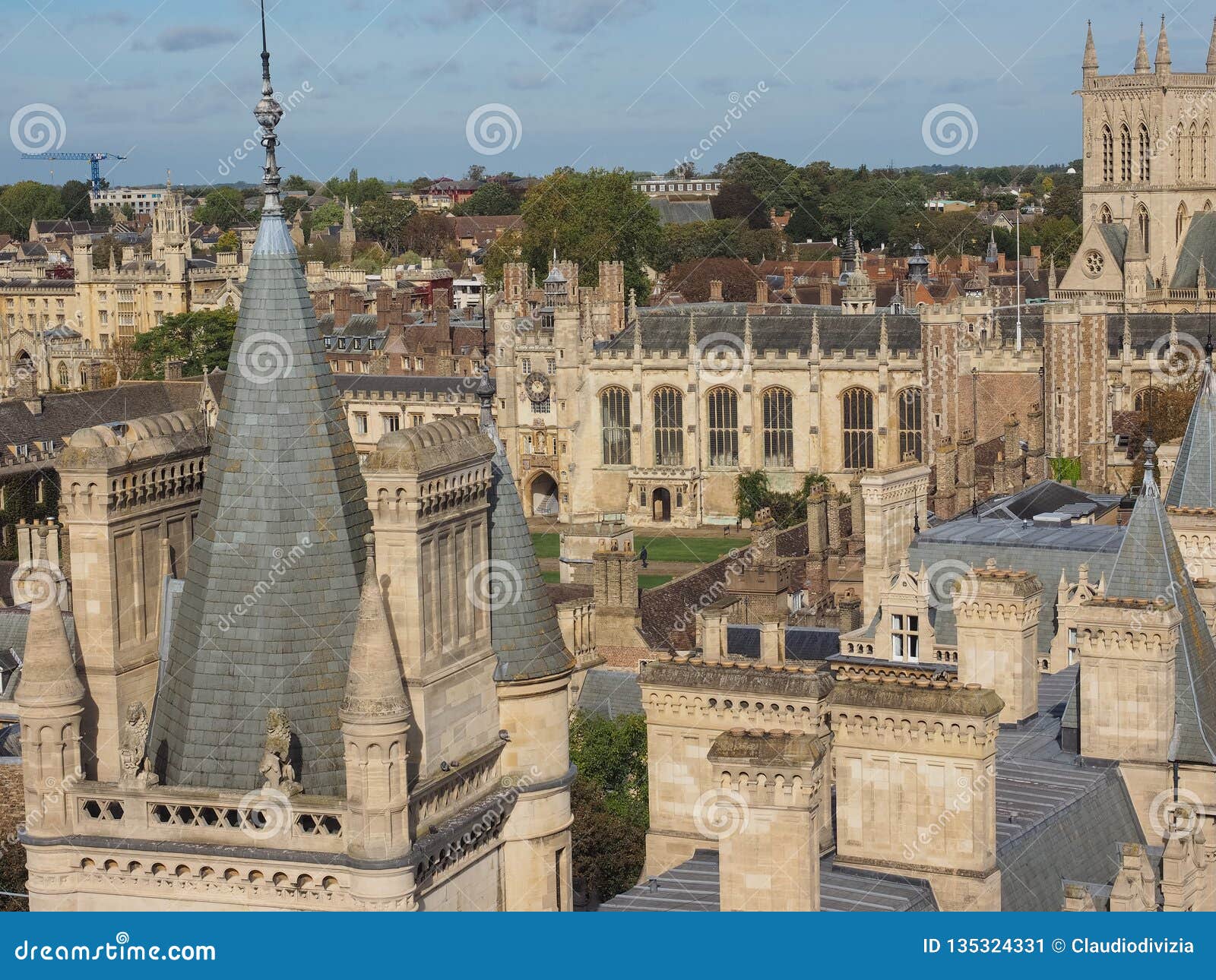 Aerial view of Cambridge stock image. Image of united - 135324331