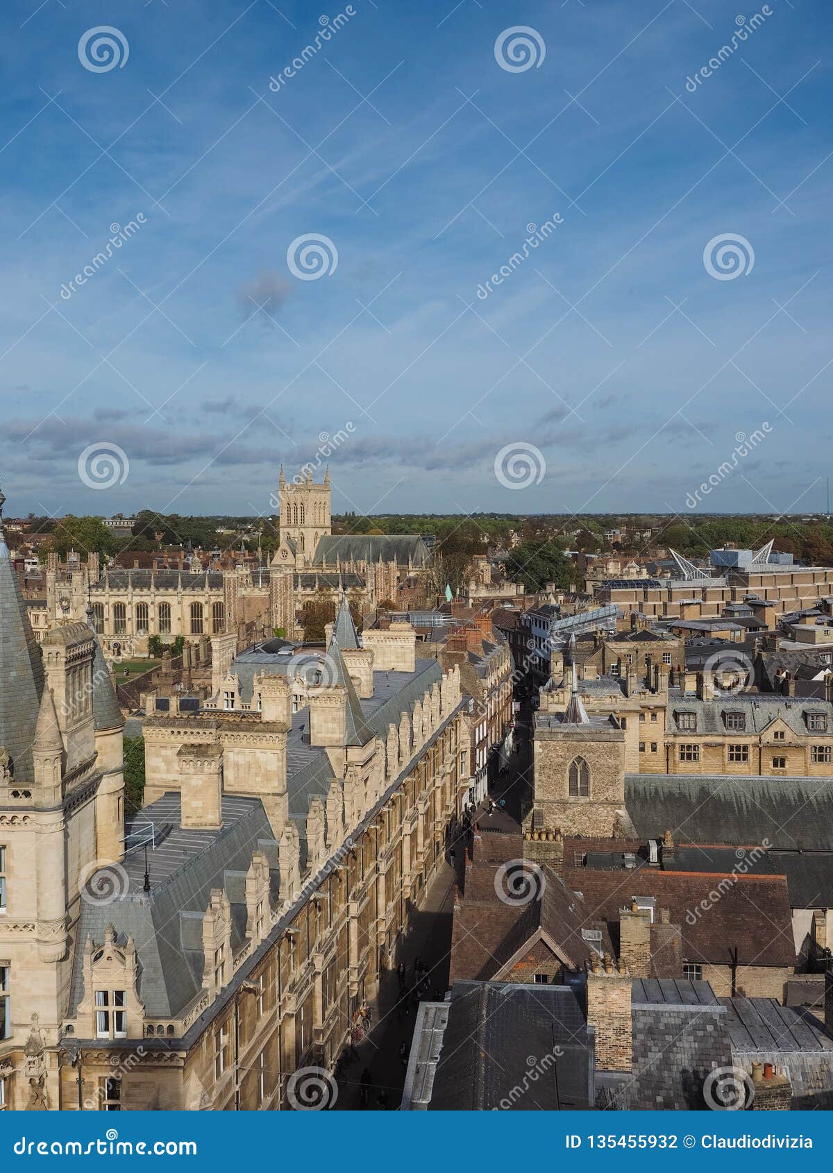 Aerial view of Cambridge stock photo. Image of view - 135455932